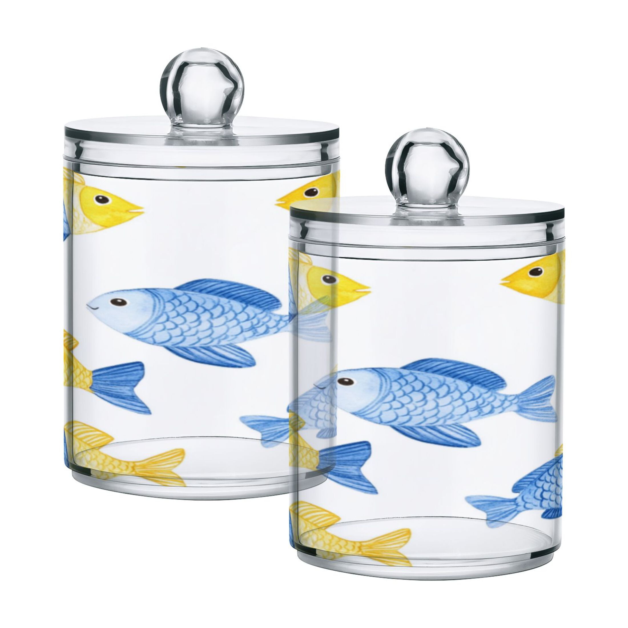 2 Pack Bathroom Canisters Transparent Storage Jar for Cotton Ball, Swab ...