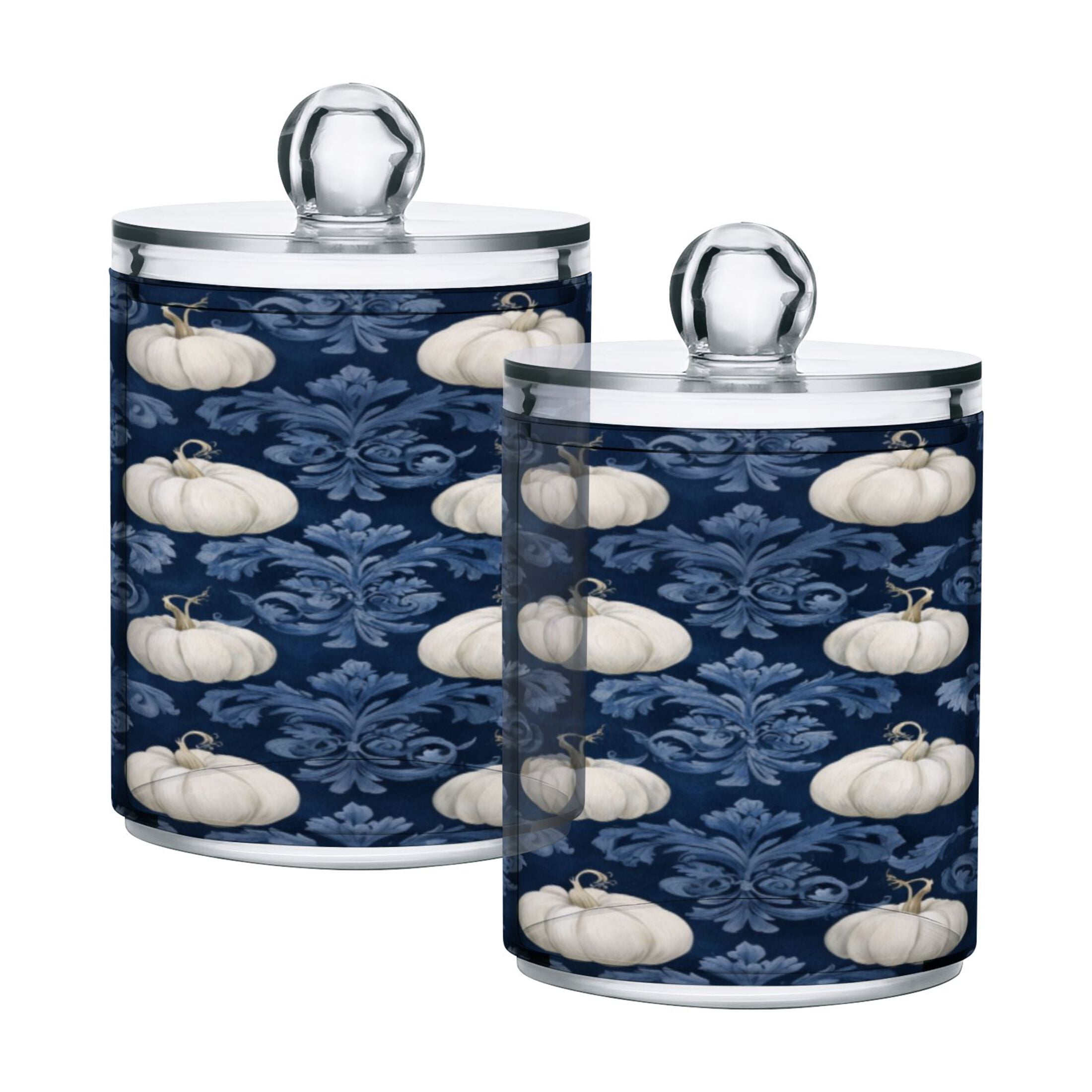 2 Pack Bathroom Canisters Transparent Storage Jar for Cotton Ball, Swab ...