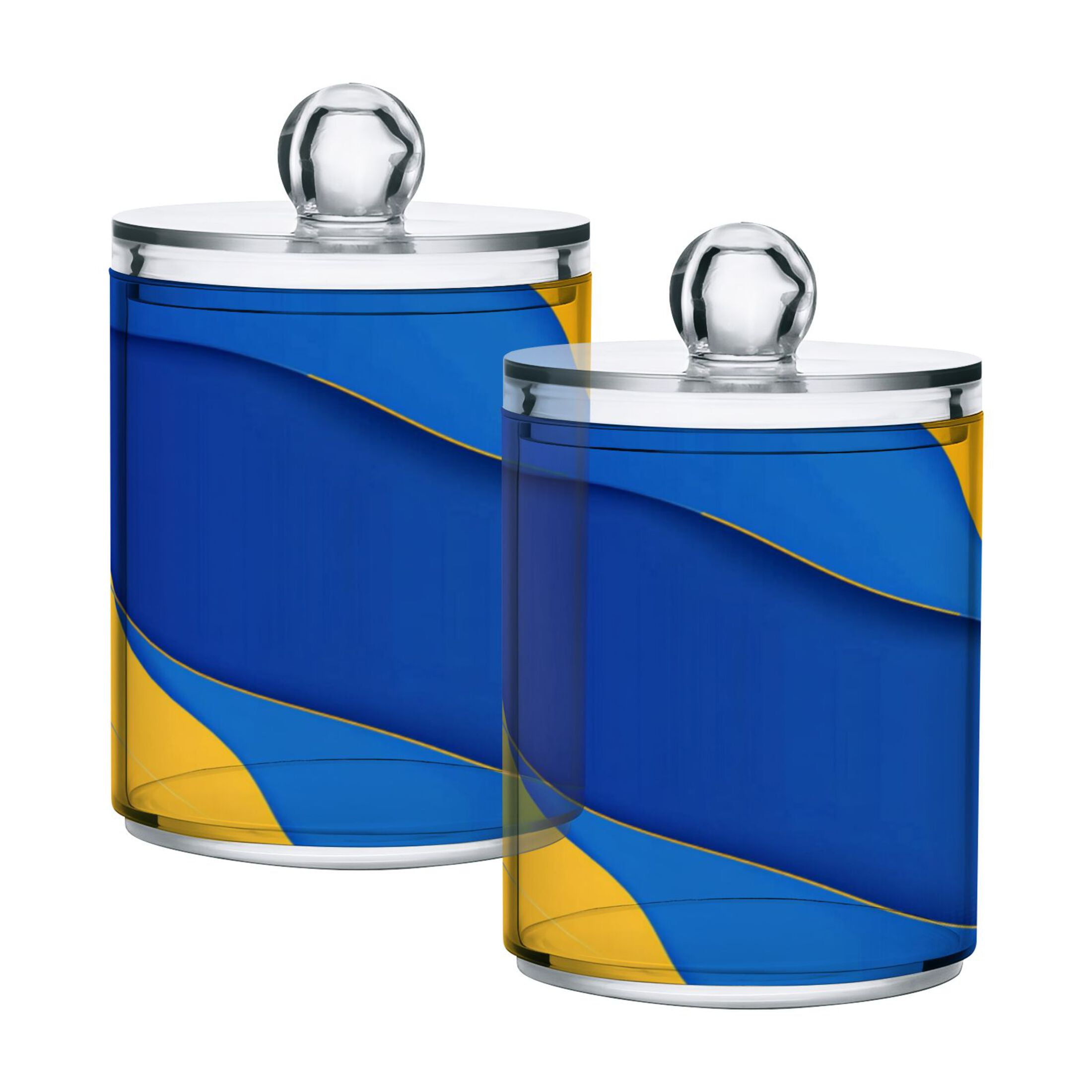 2 Pack Bathroom Canisters Transparent Storage Jar for Cotton Ball, Swab ...