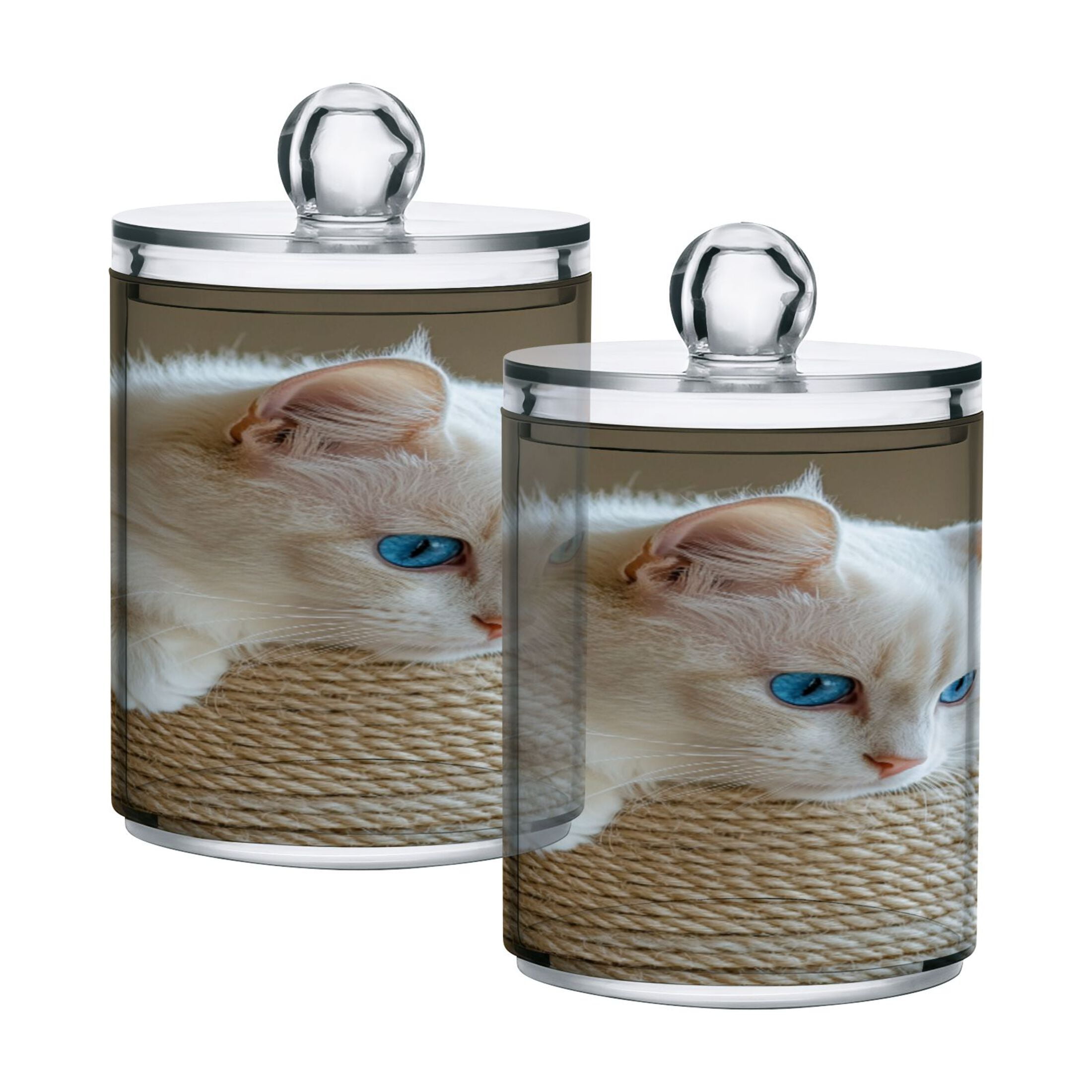 2 Pack Bathroom Canisters Transparent Storage Jar for Cotton Ball, Swab ...
