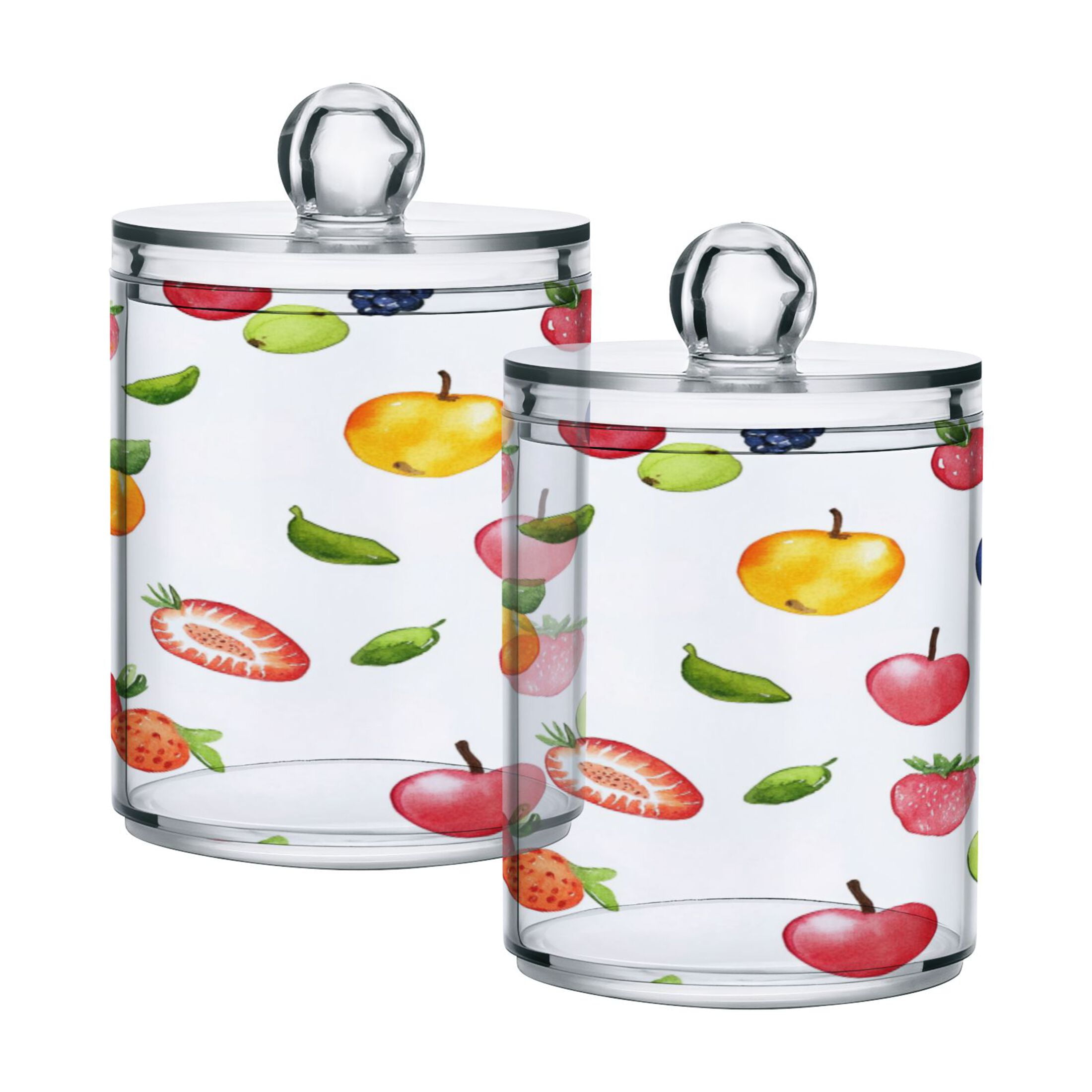 2 Pack Bathroom Canisters Transparent Storage Jar for Cotton Ball, Swab ...