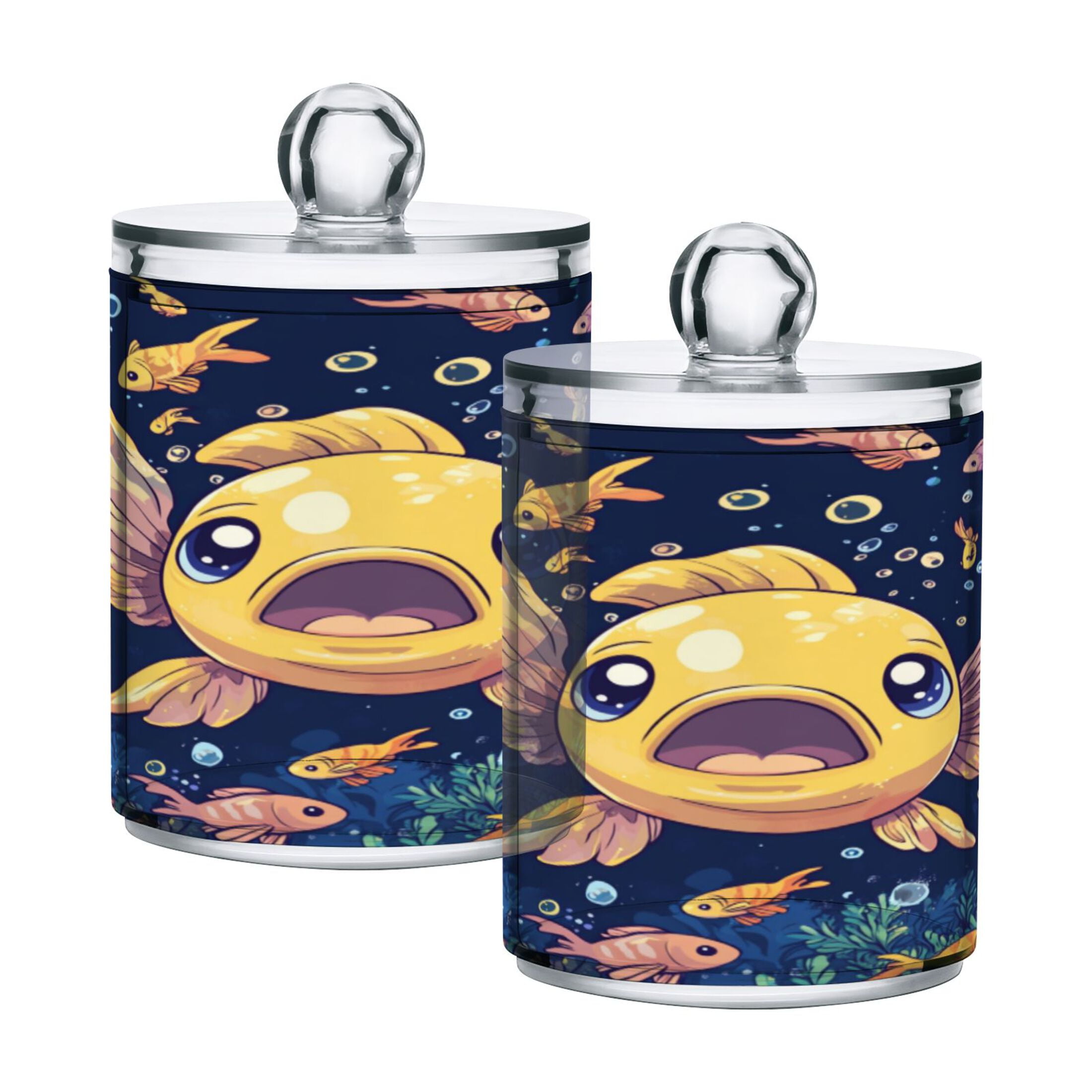 2 Pack Bathroom Canisters Transparent Storage Jar for Cotton Ball, Swab ...