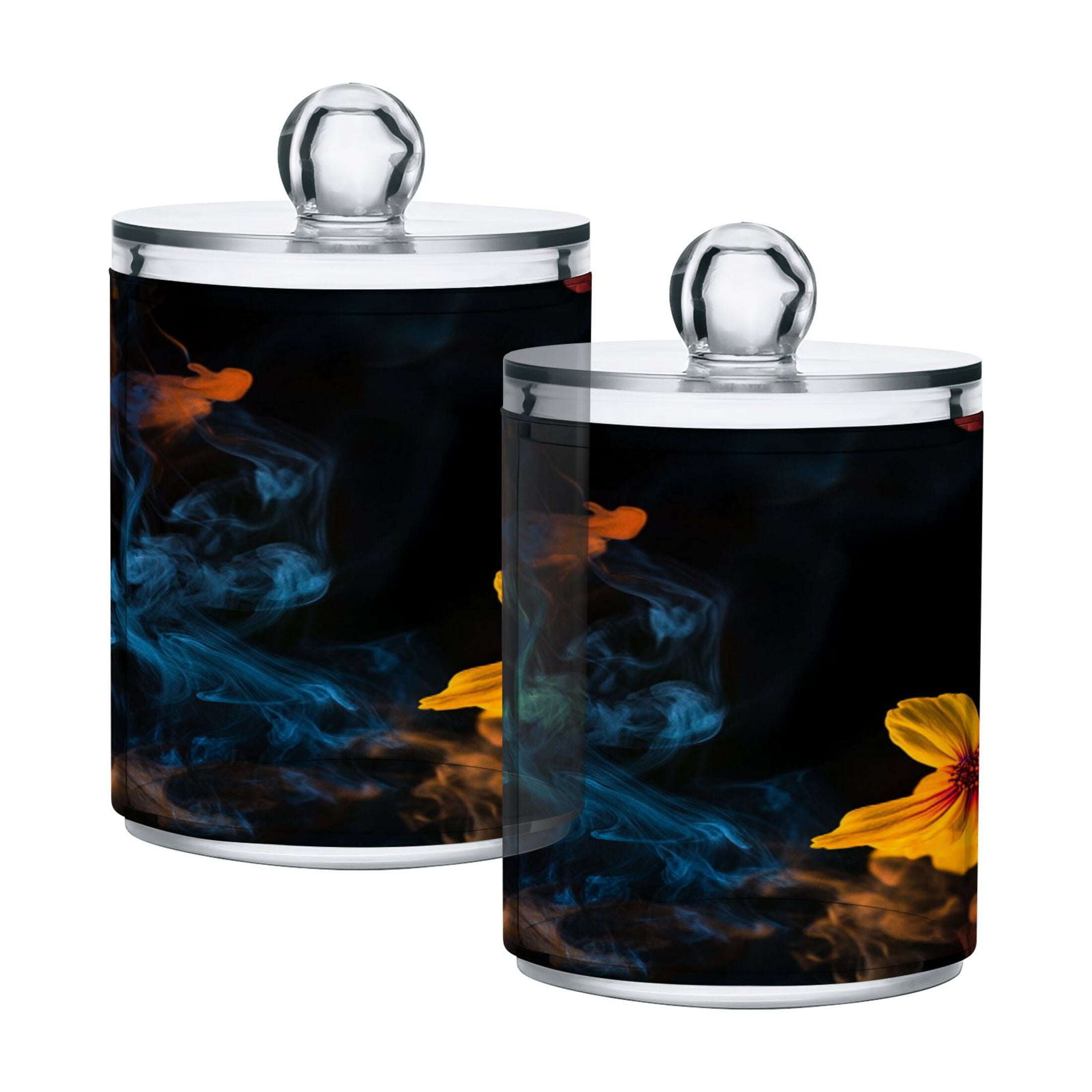 2 Pack Bathroom Canisters Transparent Storage Jar for Cotton Ball, Swab ...