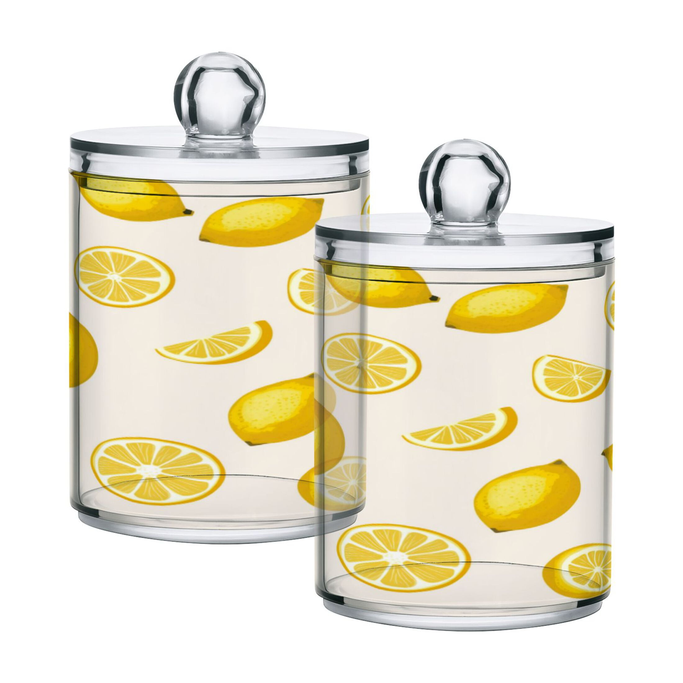 2 Pack Bathroom Canisters Transparent Storage Jar for Cotton Ball, Swab ...
