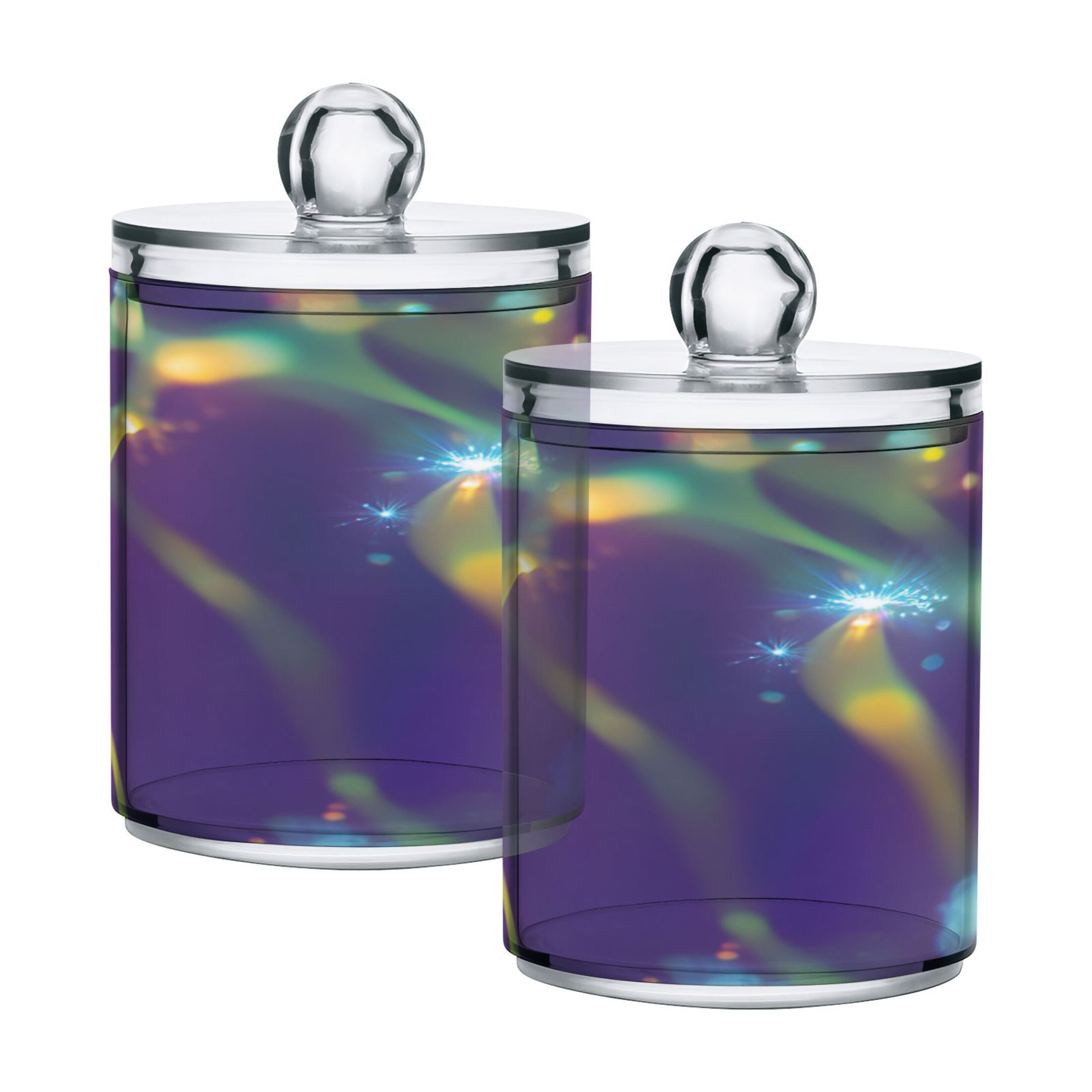 2 Pack Bathroom Canisters Transparent Storage Jar for Cotton Ball, Swab ...