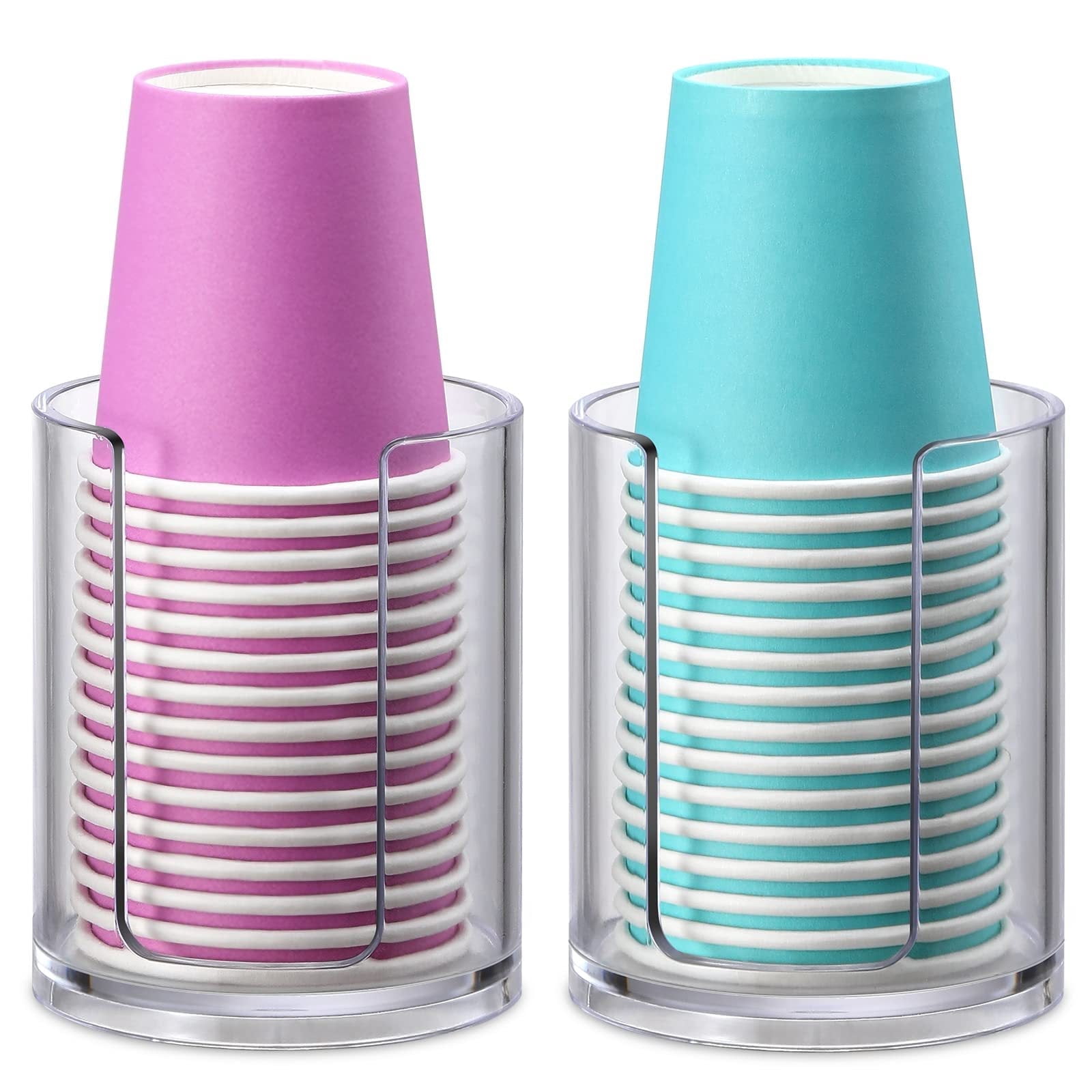 2 Pack Bathroom Cup Dispenser, Small Disposable Paper Cup Holder ...