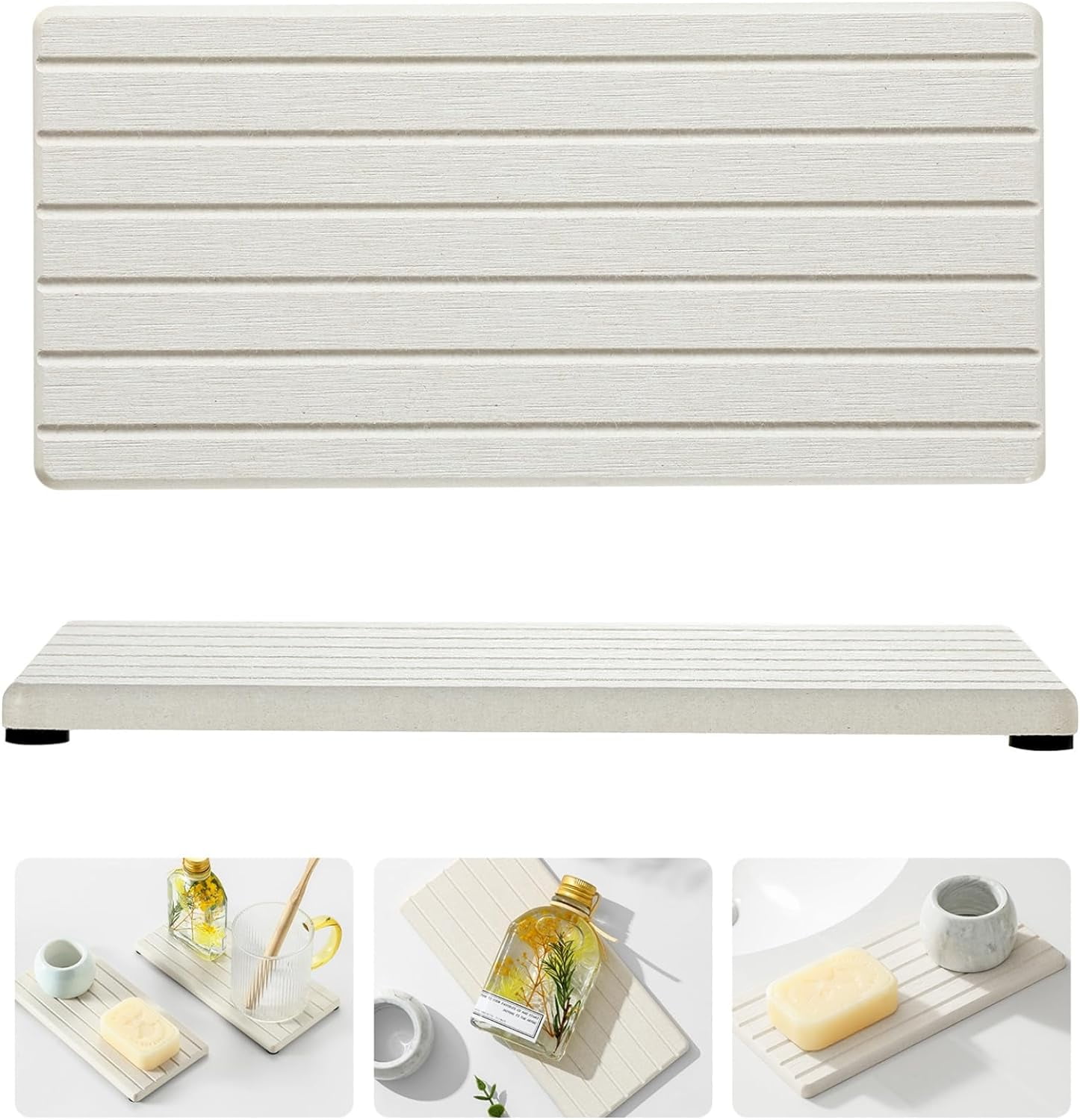 2 Pack Bathroom Sink Vanity Trays, Diatomite Stone Kitchen Counter ...