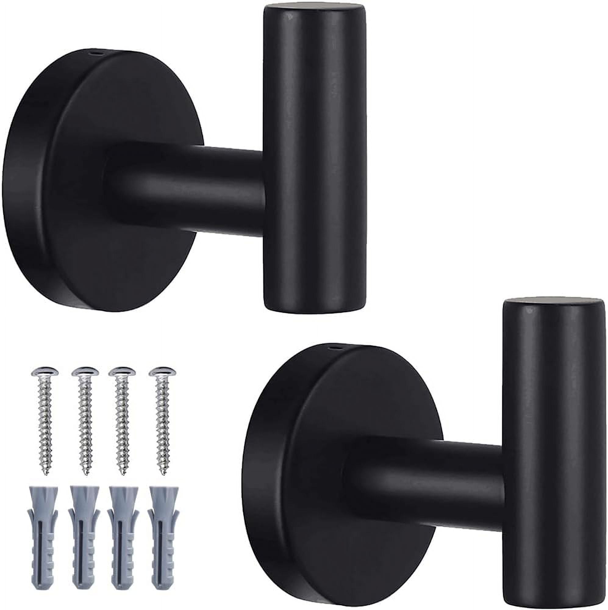 2 Pack Bathroom Towel Hooks Wall Mount Hooks Matte Black Towel Racks ...