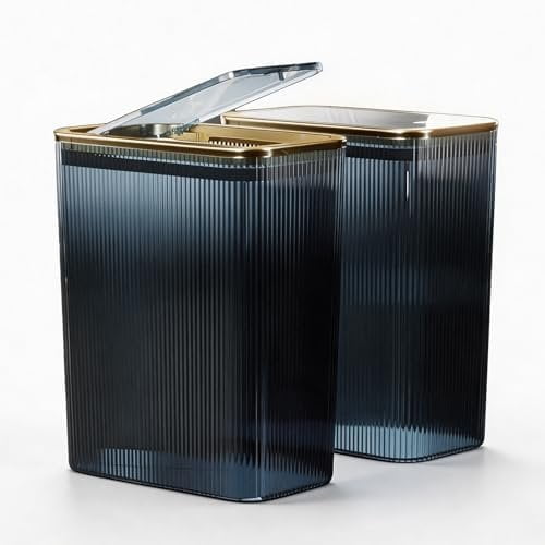 2 Pack Bathroom Trash Can with Lid, Transparent Small Trash Can with ...