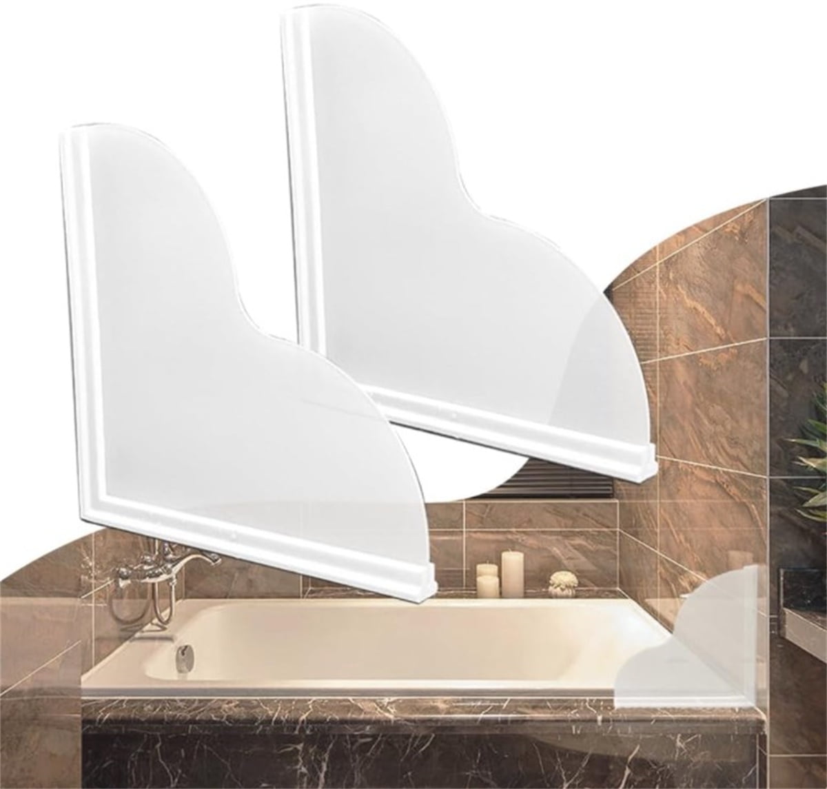 2 Pack Bathtub Water Splash Guards,Silicone Base & Acrylic Tub Corner ...