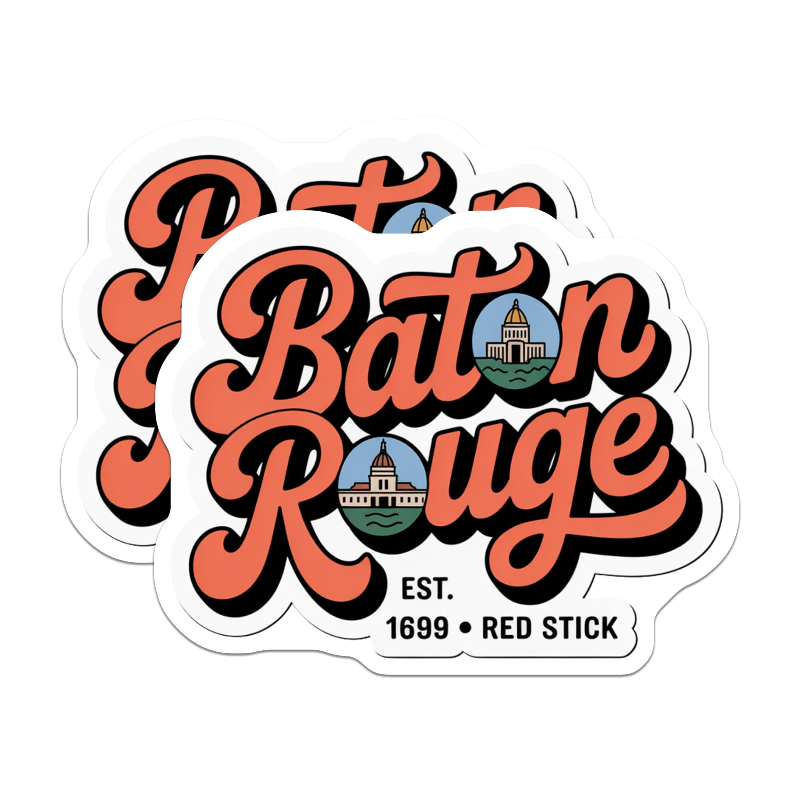 (2 Pack) Baton Rouge Magnets - Louisiana Capitol Building - Red Stick ...