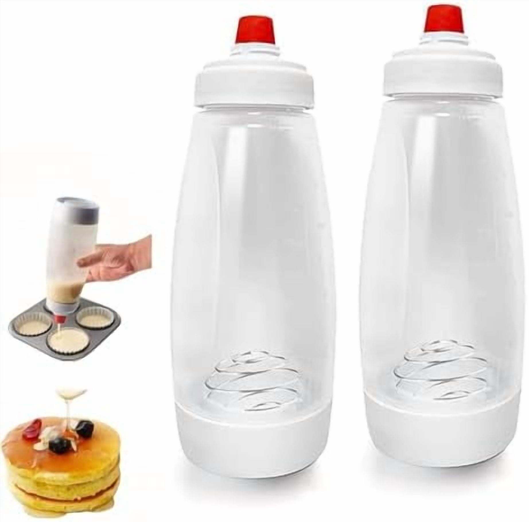 2 Pack Batter Mixer and Dispenser with Whisk Ball, 1000ml Silicone ...