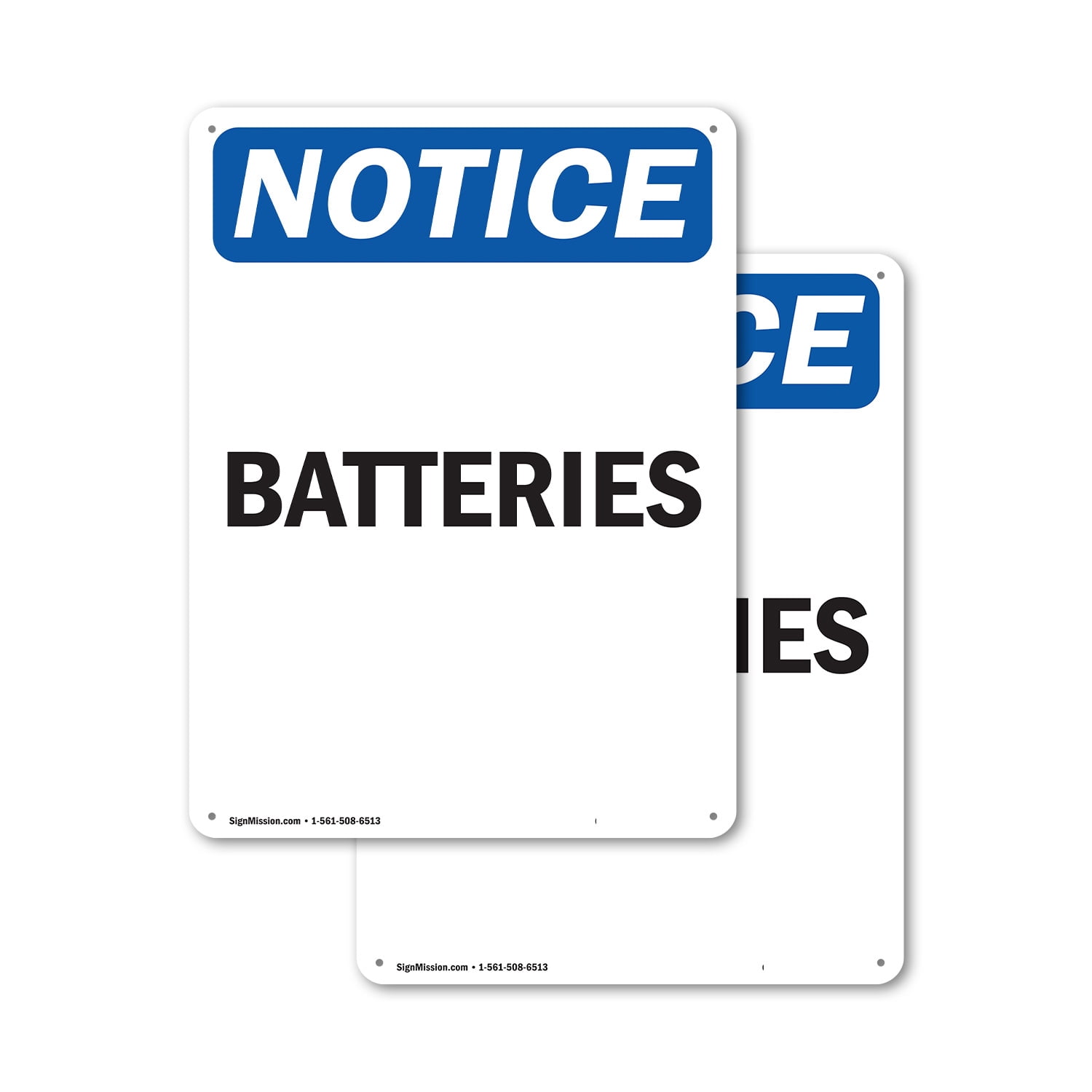 (2 Pack) Batteries OSHA Notice Sign 7 Inch X 10 Inch Indoor / Outdoor ...