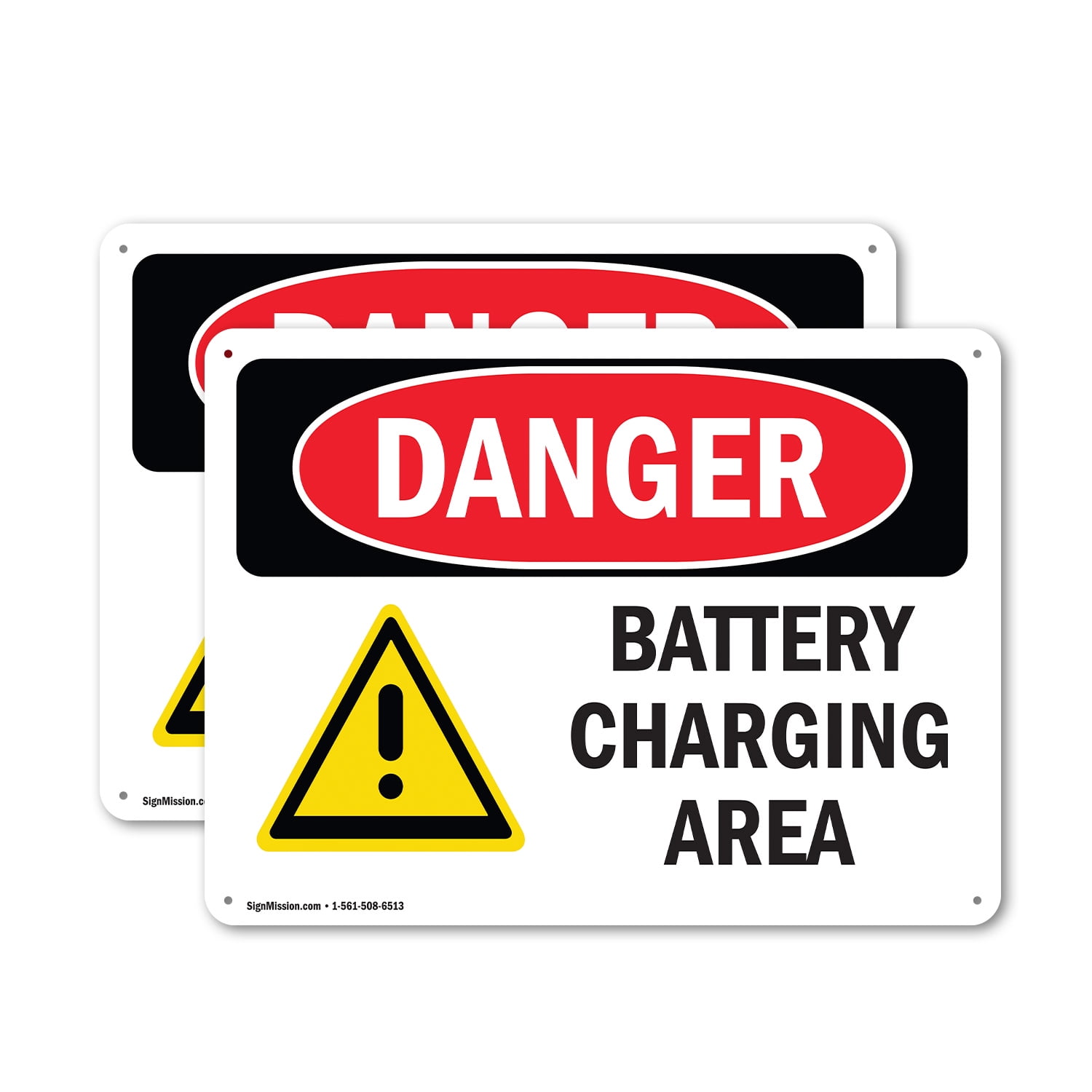 (2 Pack) Battery Charging Area OSHA Danger Sign 18 Inch X 12 Inch ...