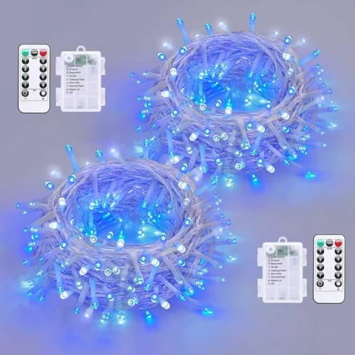 2 Pack Battery Operated Christmas Lights, Each 33ft 100 LED String ...