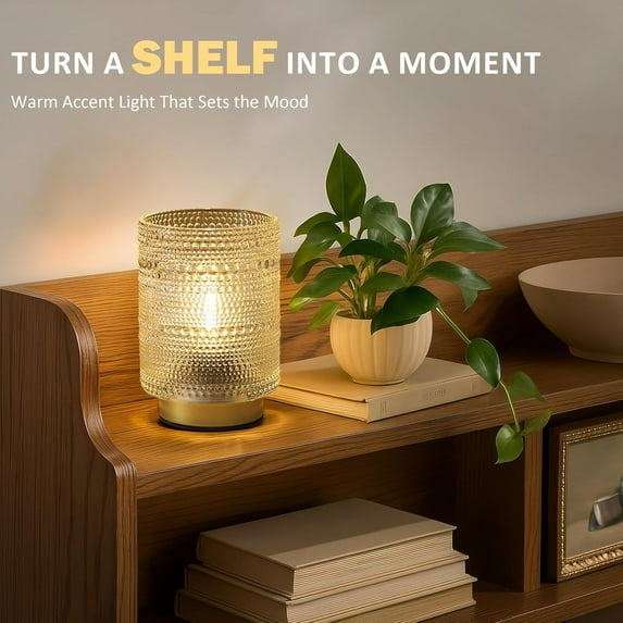 LED End Table with Charging Station for Bedroom Walnut | Mid- Bedside ...