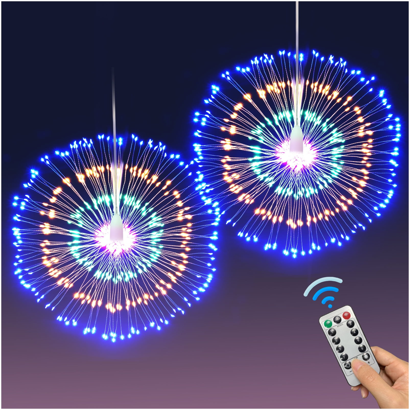 [2 Pack] Battery Operated Firework String Lights, 240 LED Curtain ...