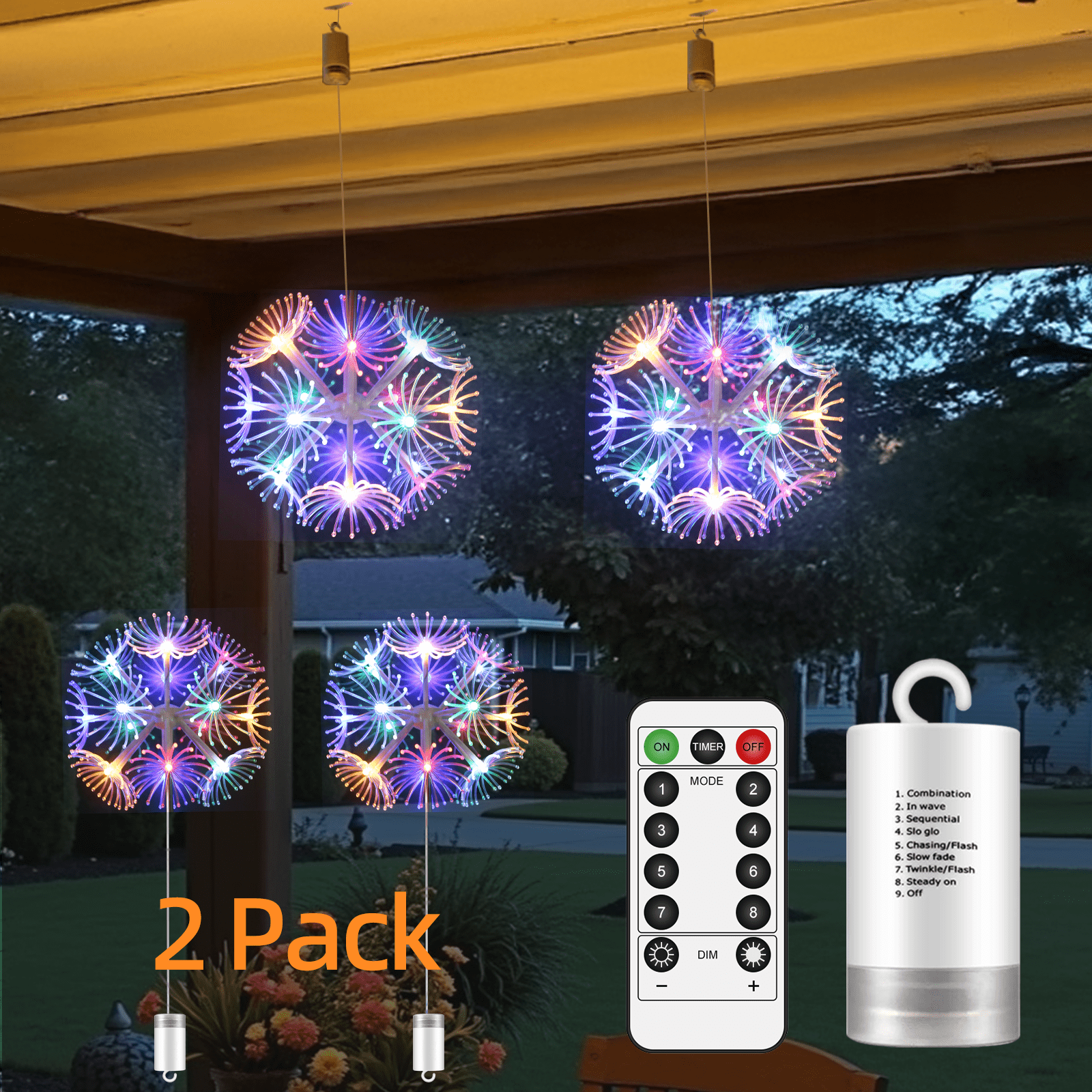2 Pack Battery Operated Hanging LED Twinkle Lights With Remote ...