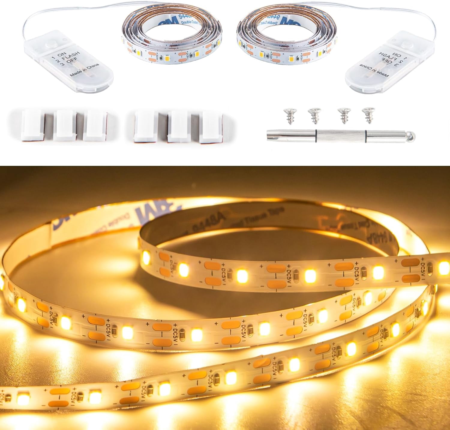 2 Pack Battery Operated LED Light Strip, 1.6FT/1PCS 60 LEDs Firefly ...