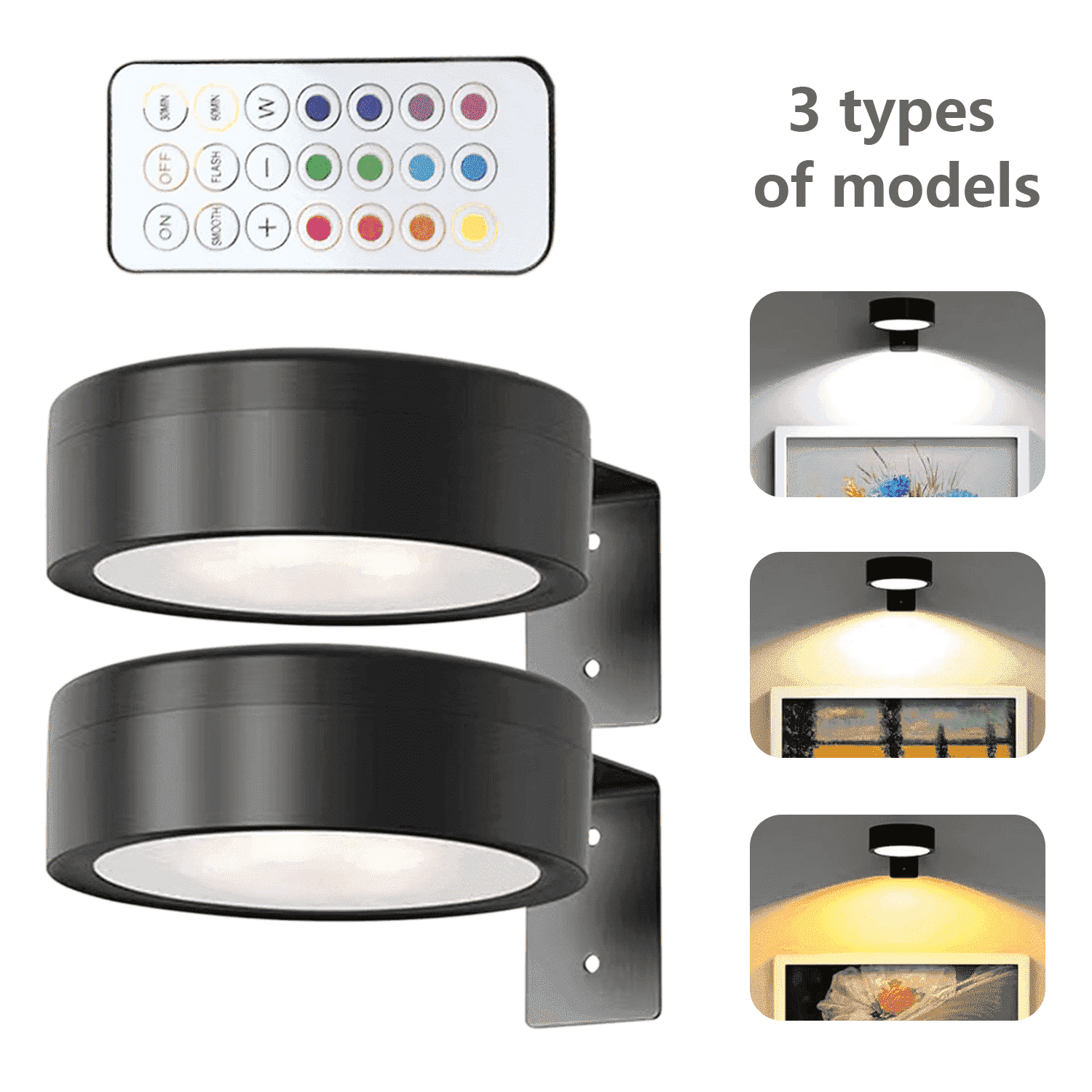 2 Pack Battery Operated Picture Light,3 Modes Picture Lights,Remote ...