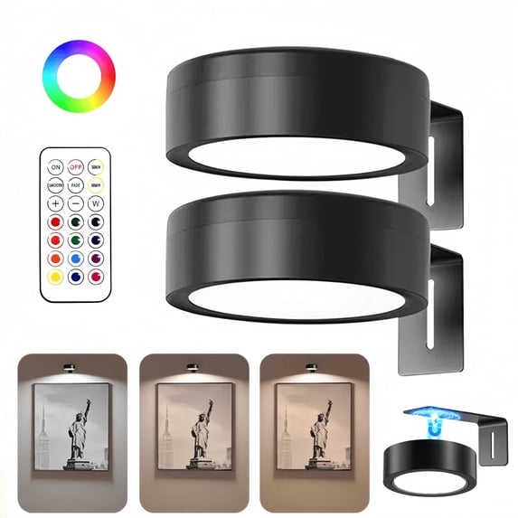 2 Pack Battery Operated Picture Light,3 Modes Picture Lights,Remote ...