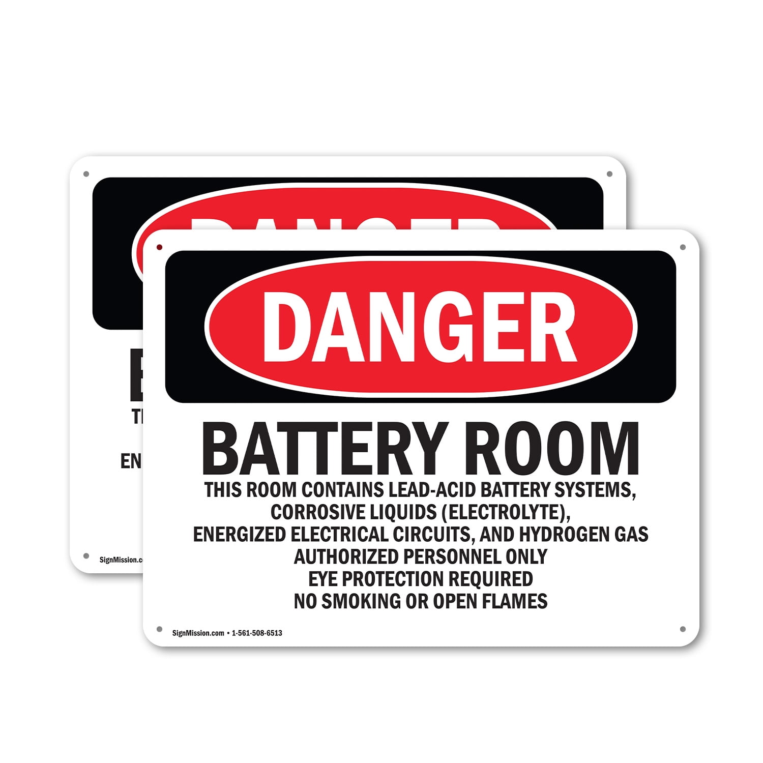 (2 Pack) Battery Room Authorized Personnel Only OSHA Danger Sign 18 ...