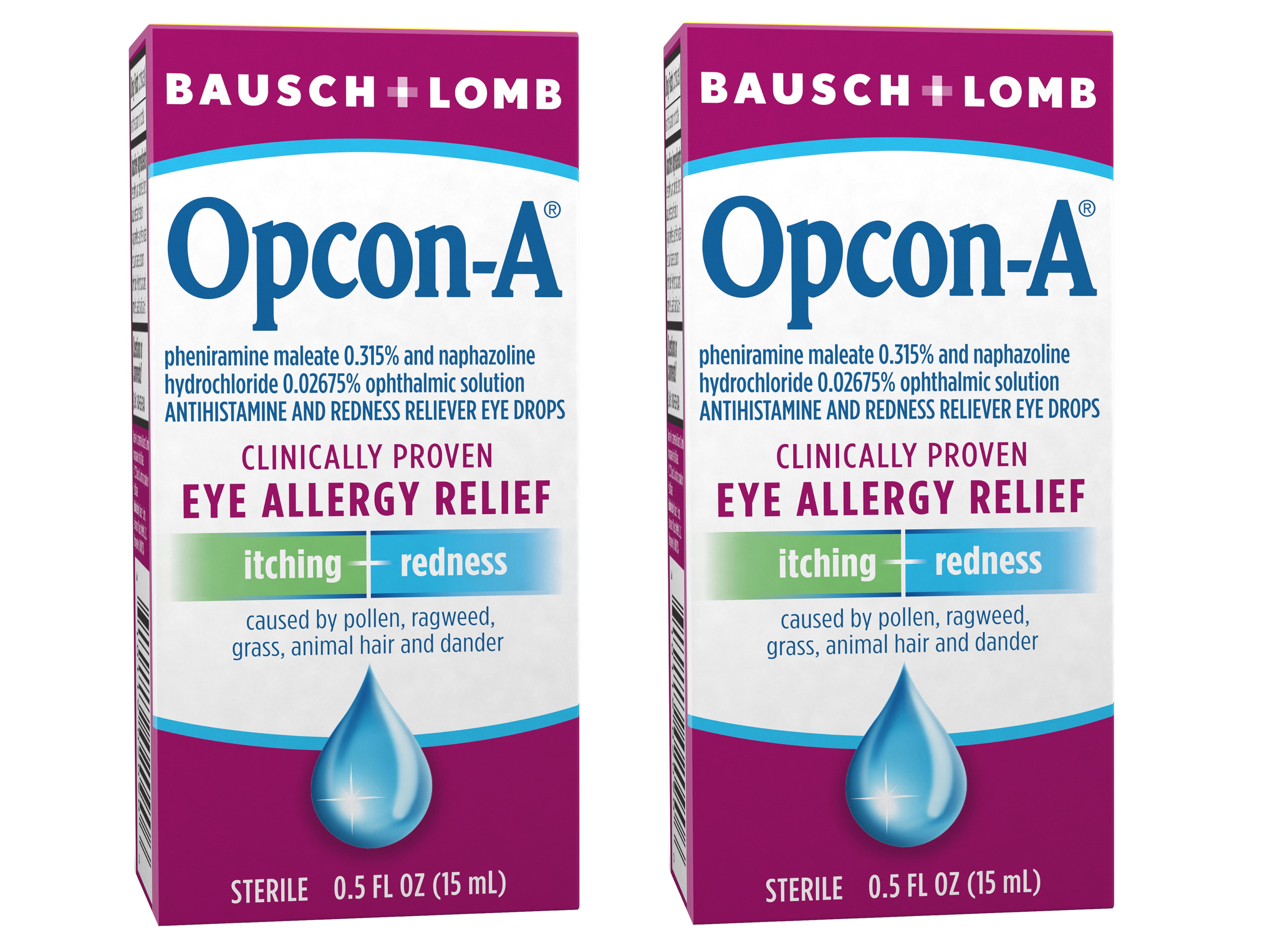 2 Pack - Opcon-A Allergy Eye Drops by Bausch + Lomb, for Itch and ...