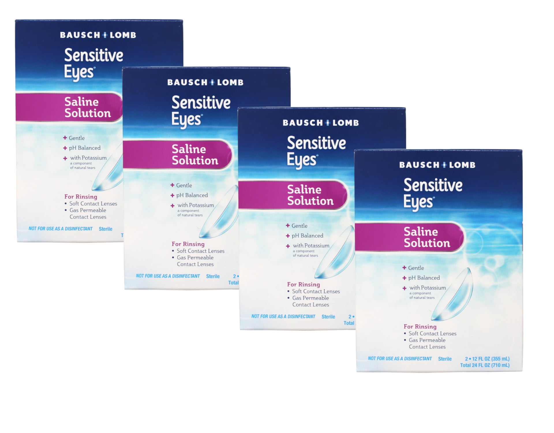 2 Pack Bausch & Lomb Sensitive Eyes + Saline Solution 24 Oz Ct, 4-Pack ...