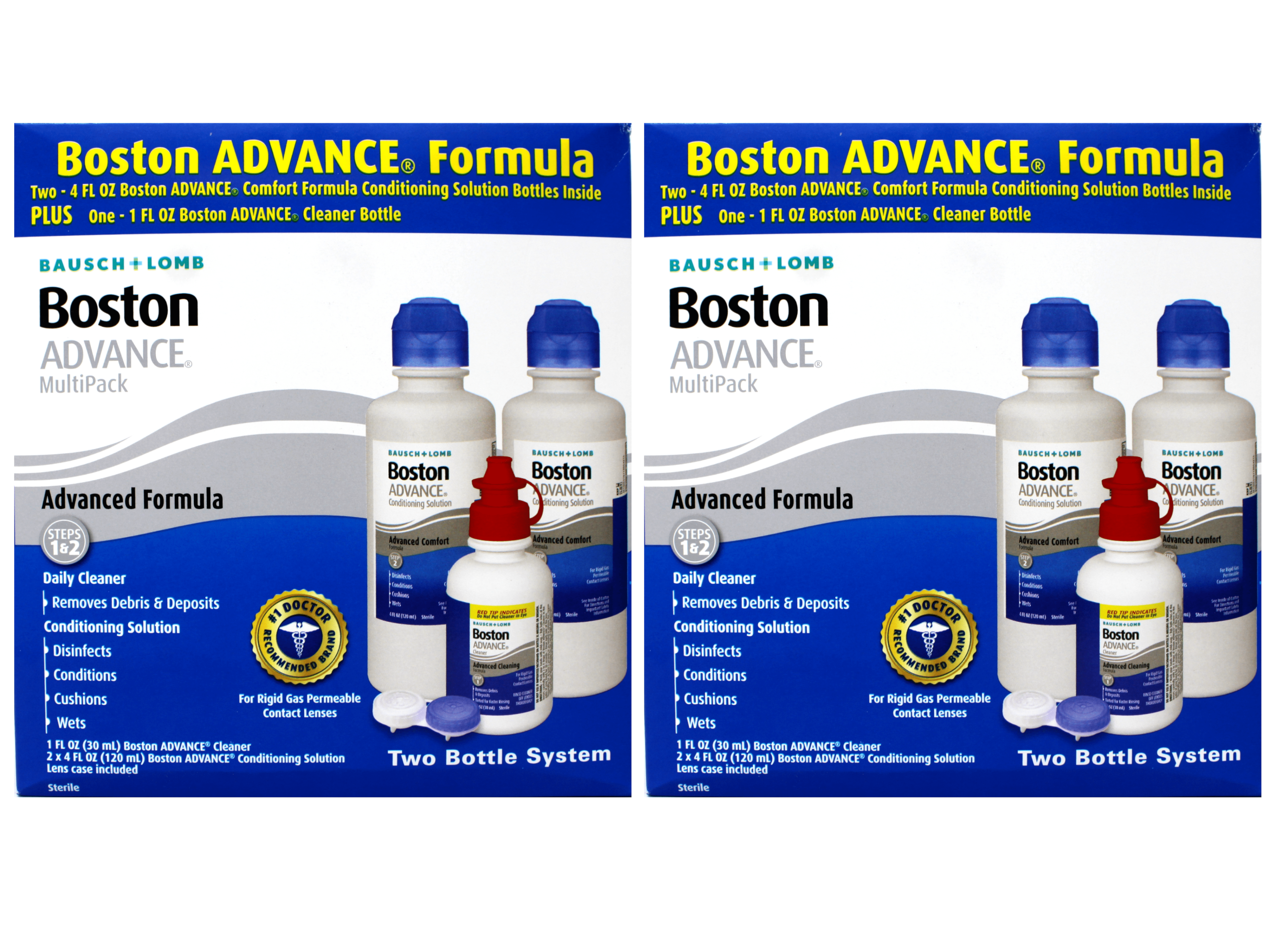 2 Pack - Baush & Lomb Boston Advance Multi-Pack, Step 1&2 Leanses Cleaner (2 X 4 fl oz Plus 1 fl ...