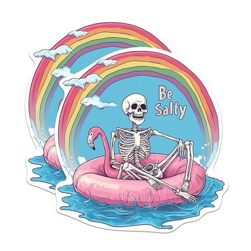 (2 Pack) Be Salty Stickers - Funny Unbothered Skeleton Enjoying Life ...