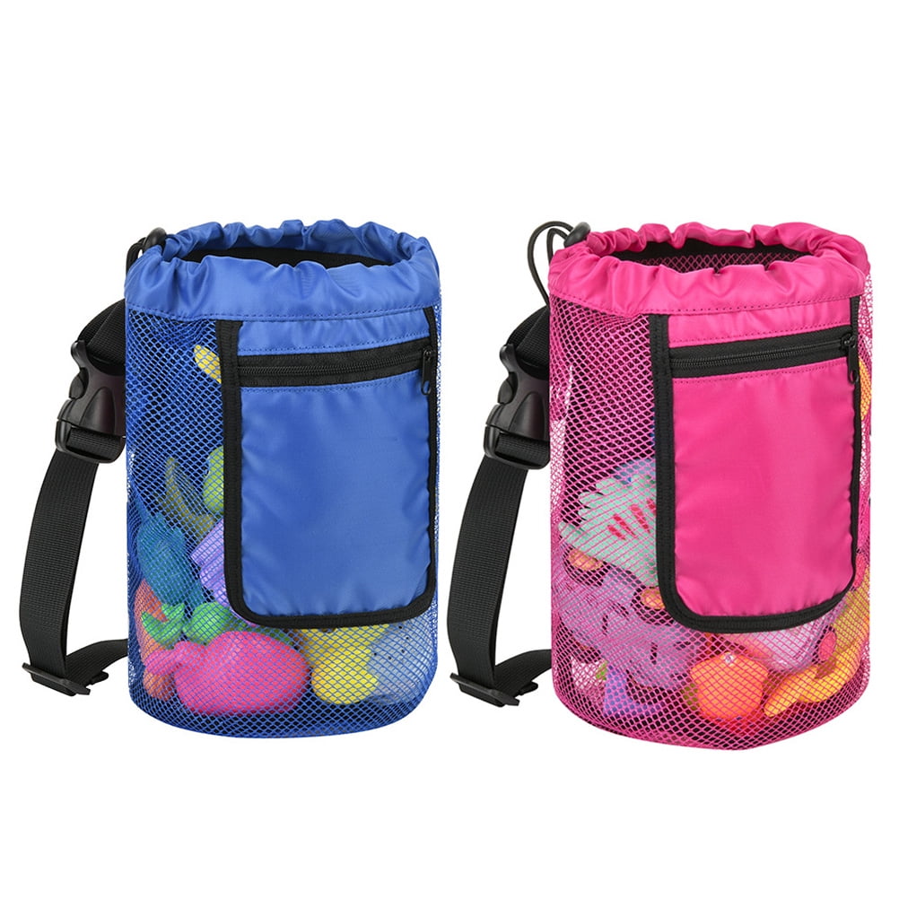 2 Pack Beach Mesh Bag Seashell Bag Beach Toy Bag with Zipper Pocket ...