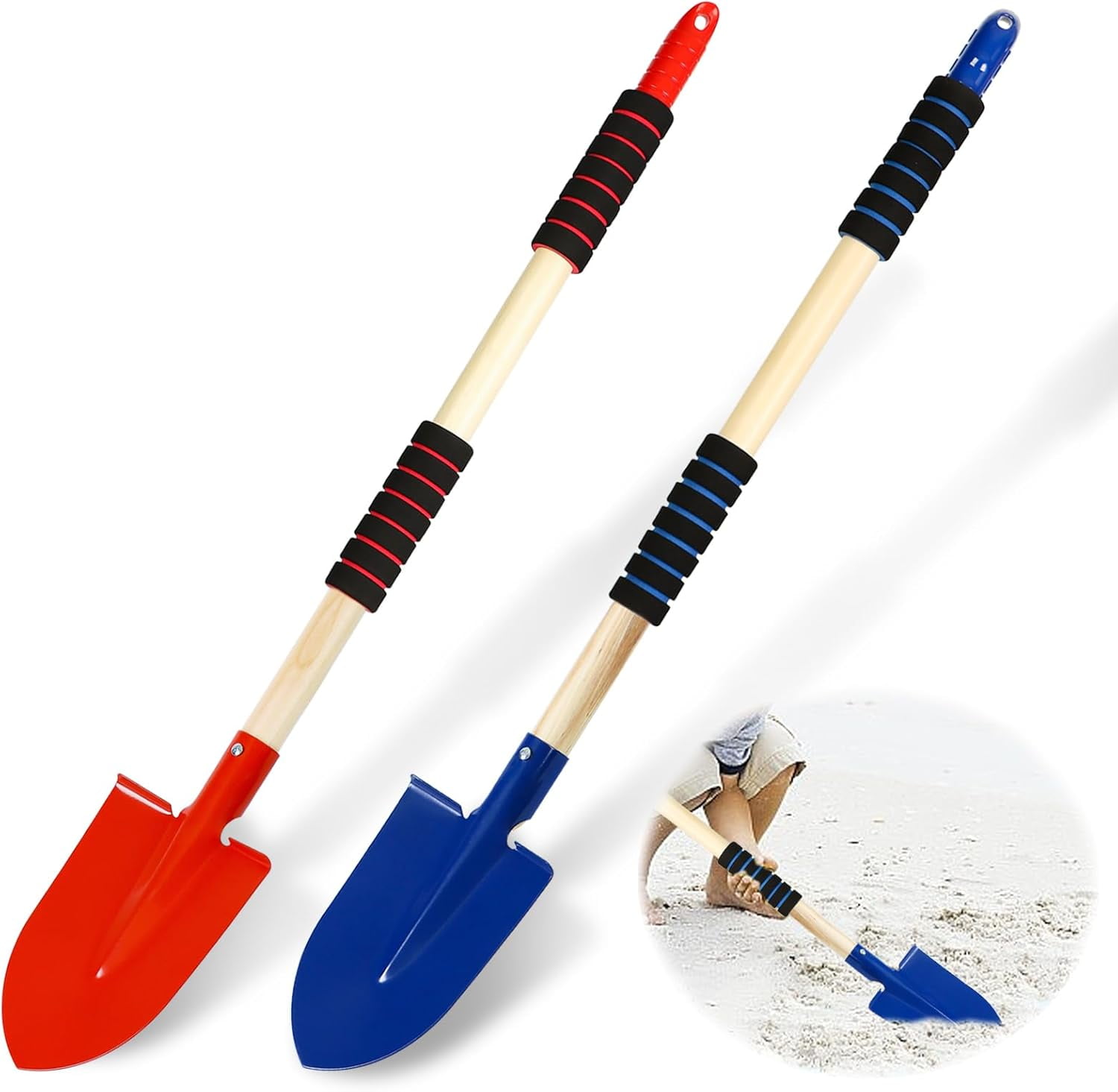 2 Pack Beach Shovels , 28" Shovel for Digging, Metal Sand Shovels Small ...