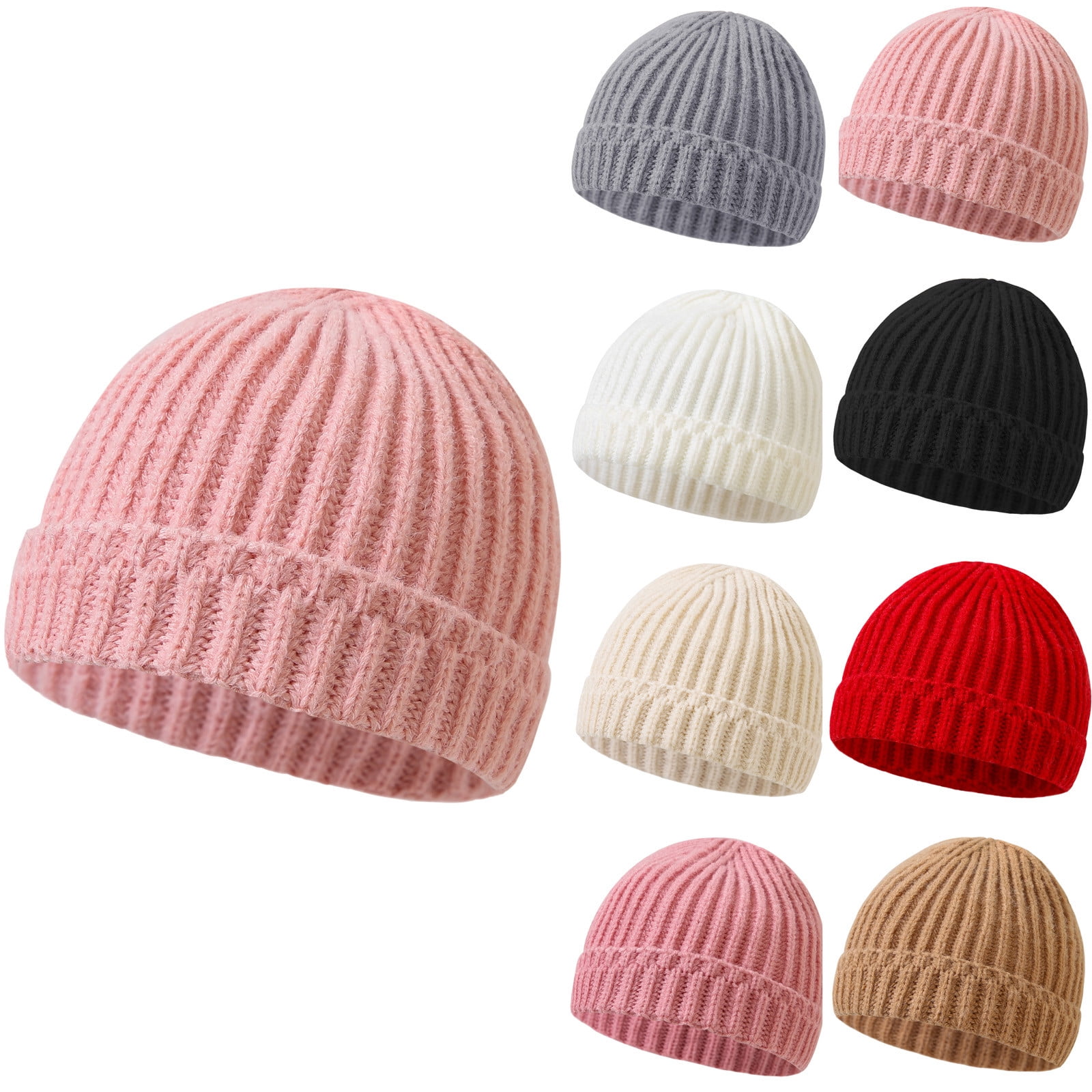 2 Pack Beanies Hats for Boys Girls Size 0-1 Infants Toddlers Cute Solid ...