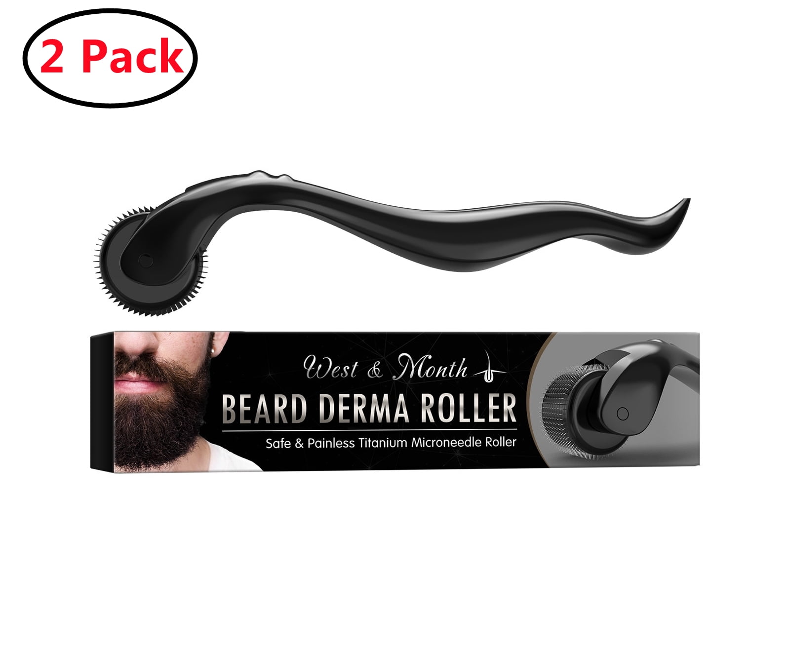 2 Pack Beard and Hair Derma Roller - Sterile Titanium Derma Roller 0 ...