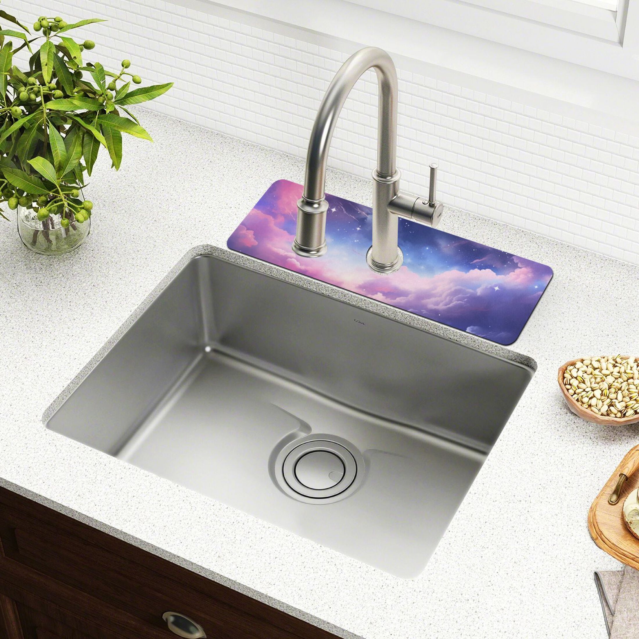 2 Pack Beautiful Night Sky with Cloud Faucet Mat for Kitchen Sink 15 ...