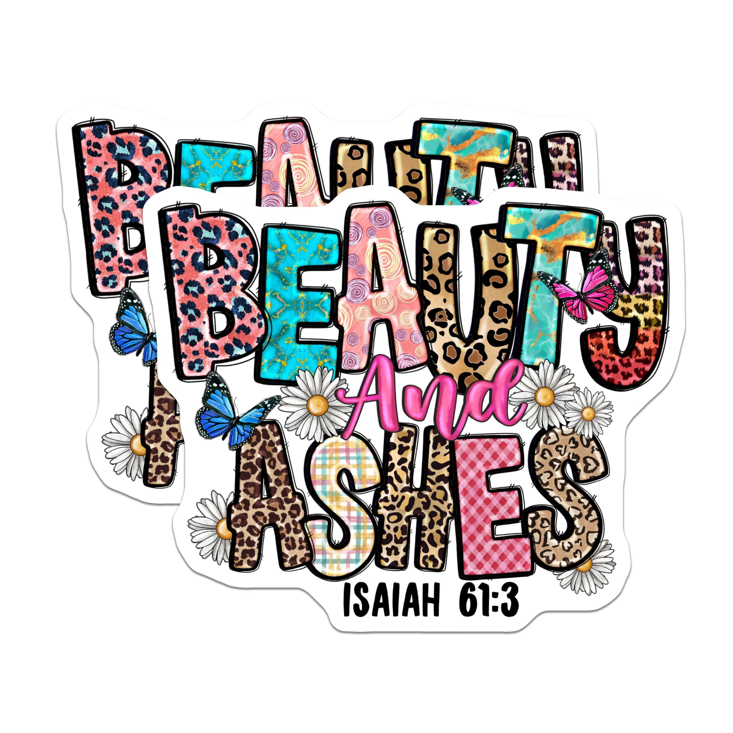 (2 Pack) Beauty and Ashes Scripture Stickers - Colorful Faith Decals ...