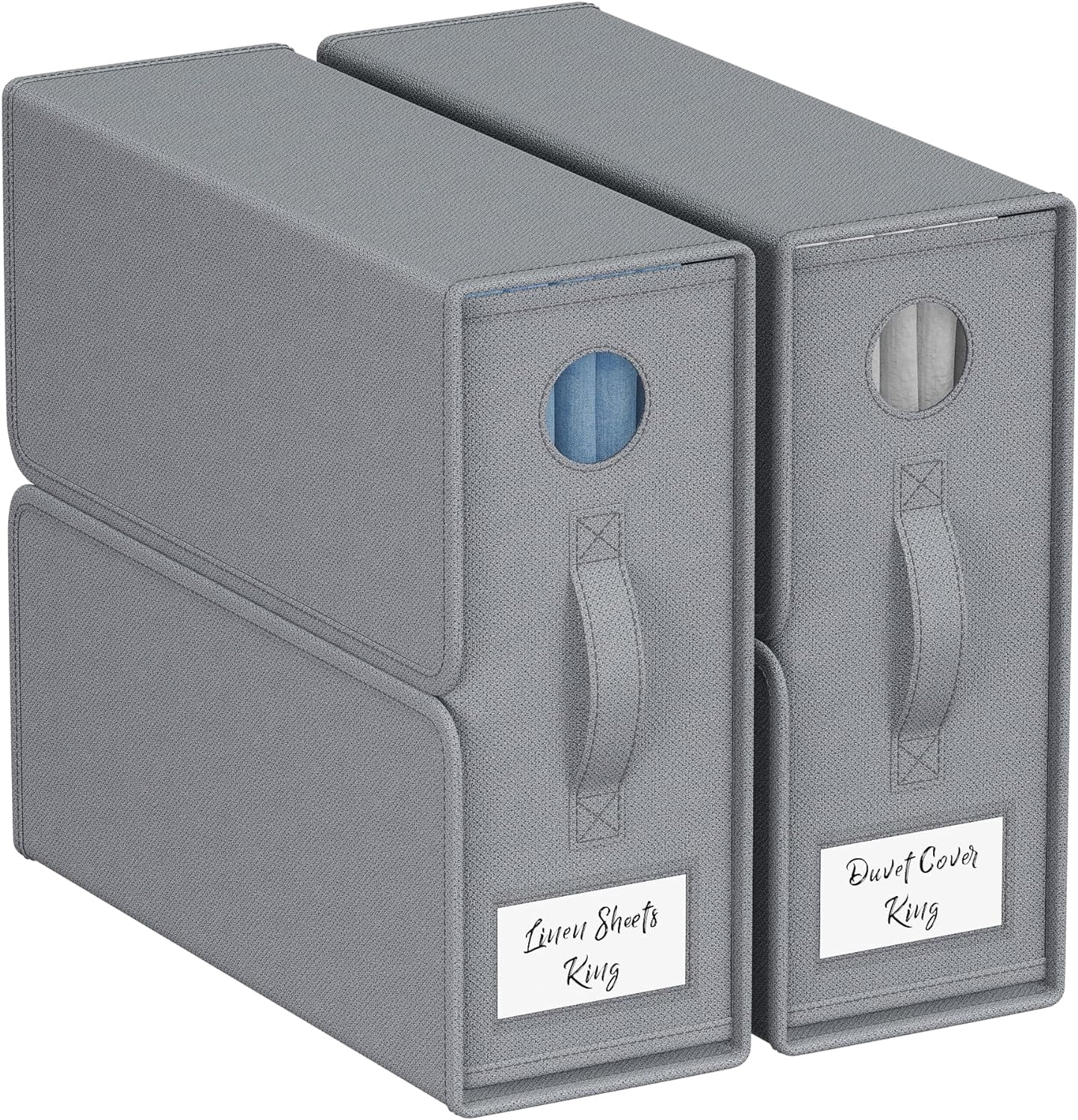 2 Pack Bed Sheet Organizers and Storage, Foldable Fabric Bins with ...