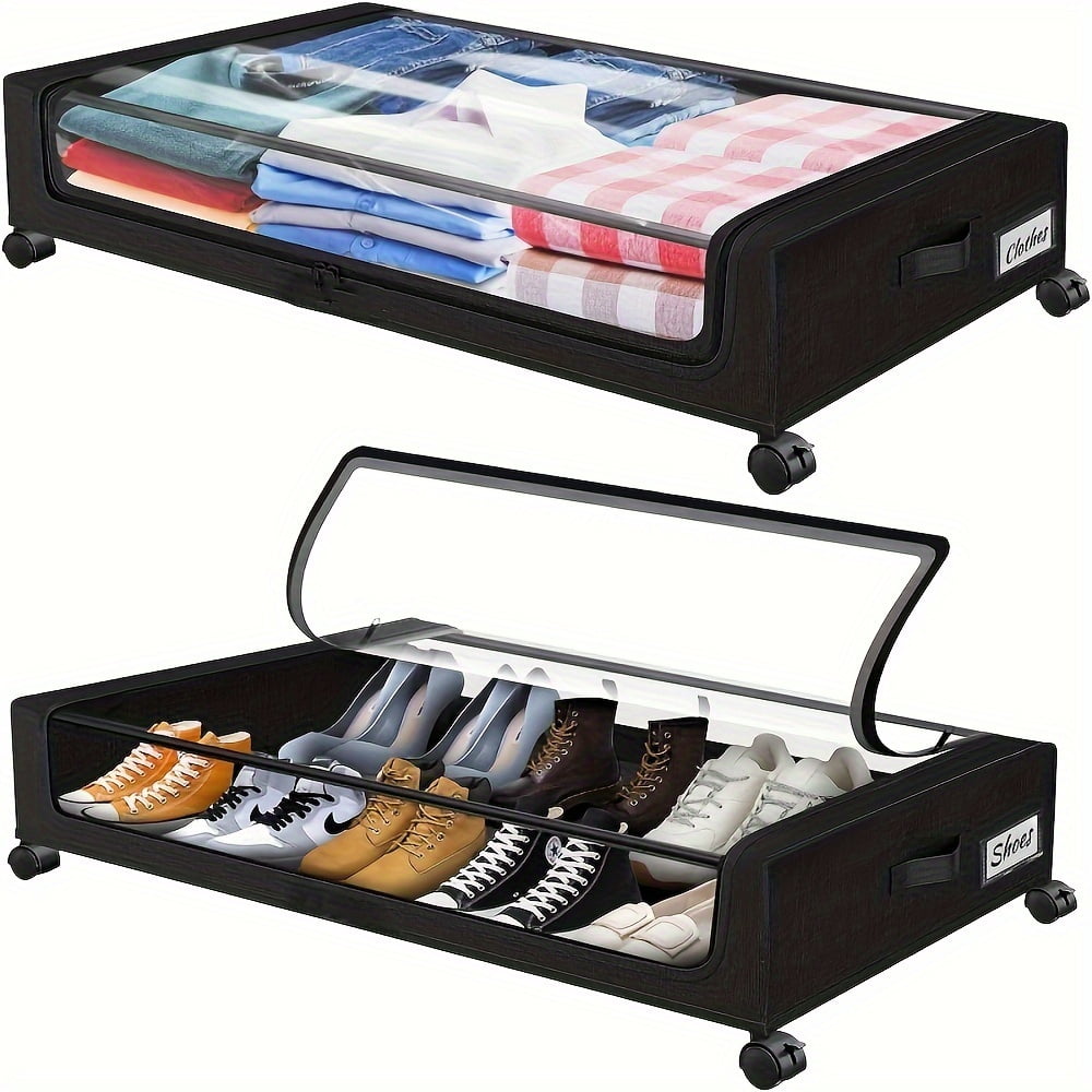 2-Pack Under Bed Storage Boxes with Wheels, Large Capacity Fabric ...