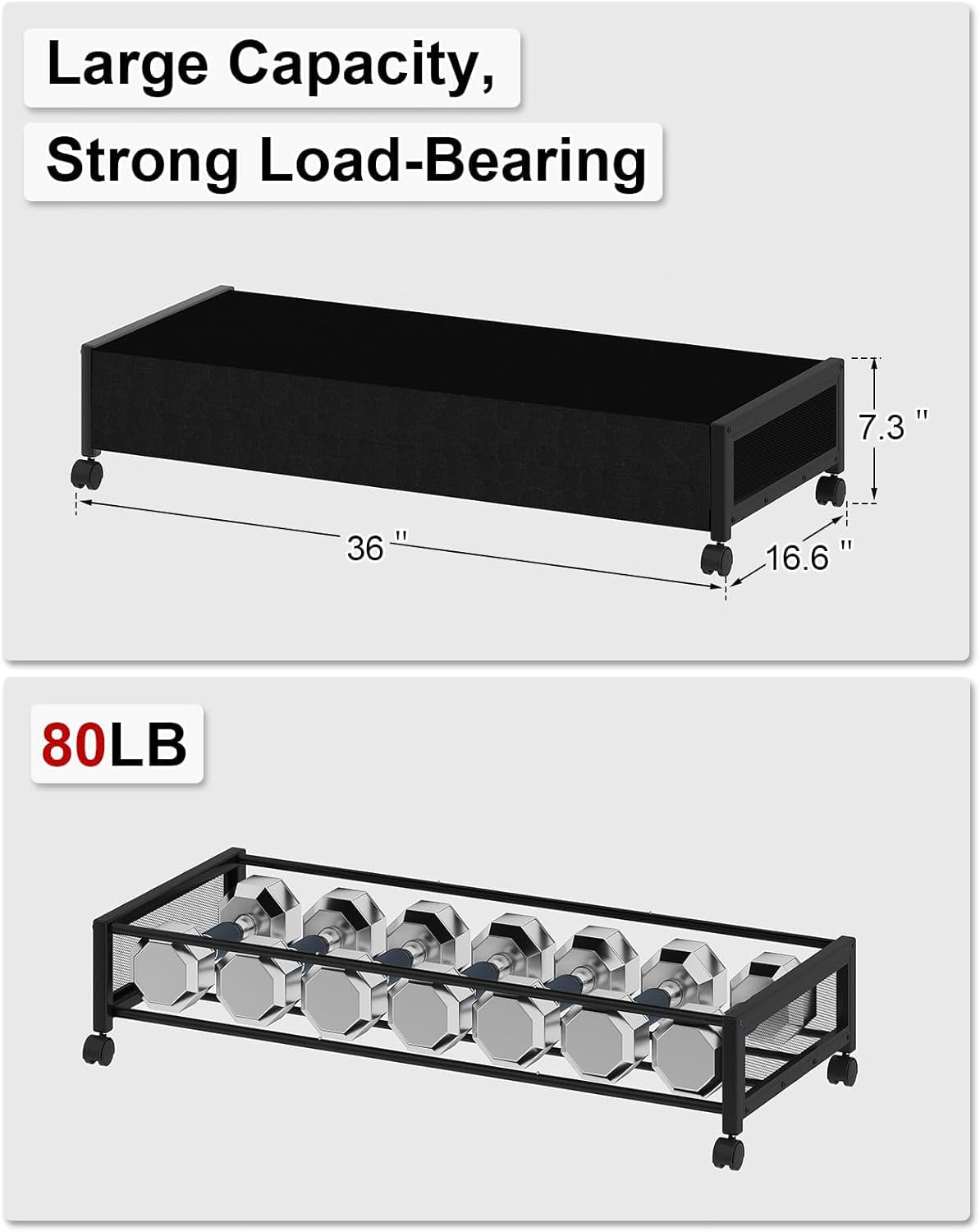 2 Pack Under the Bed Storage Containers, 36 inch Long Underbed Storage ...