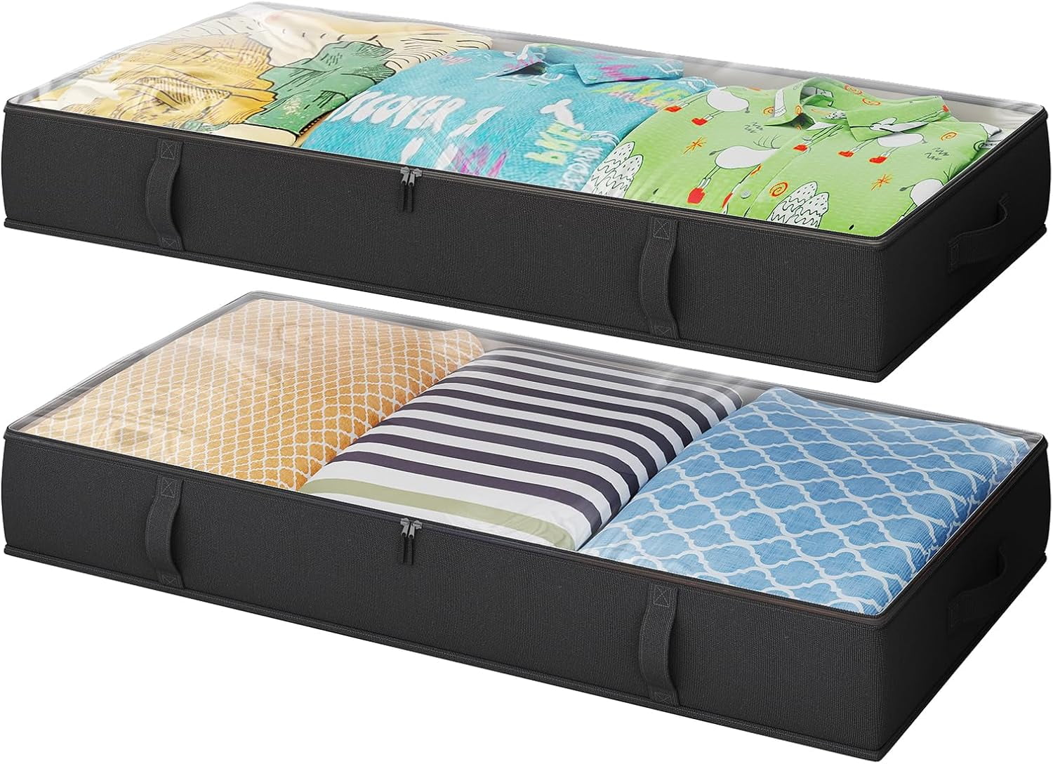 2-Pack Under Bed Storage Containers, 4.5 Inches Tall Low Profile ...