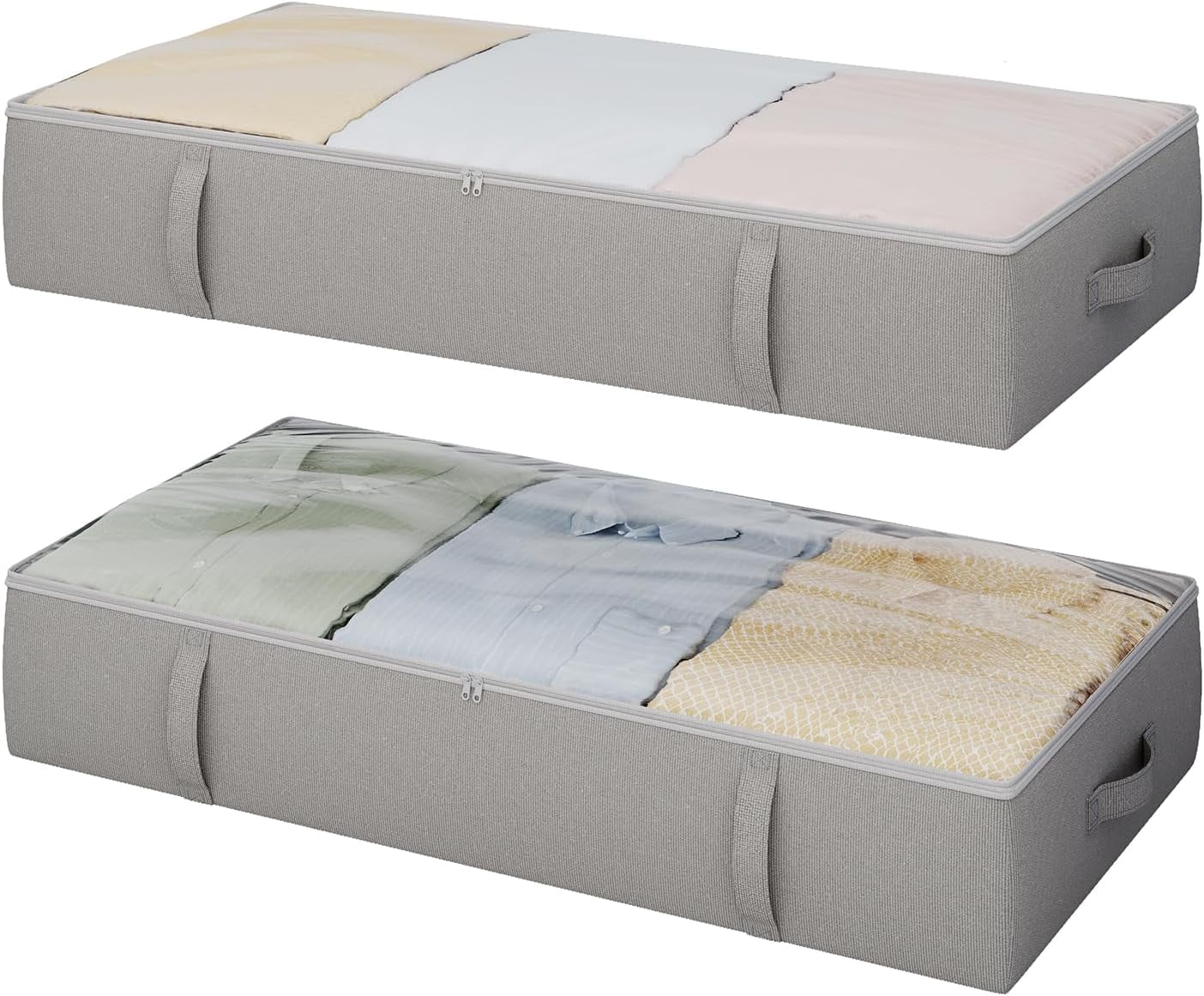 2-Pack Under Bed Storage Containers, 6 Inches Tall Underbed Clothes ...