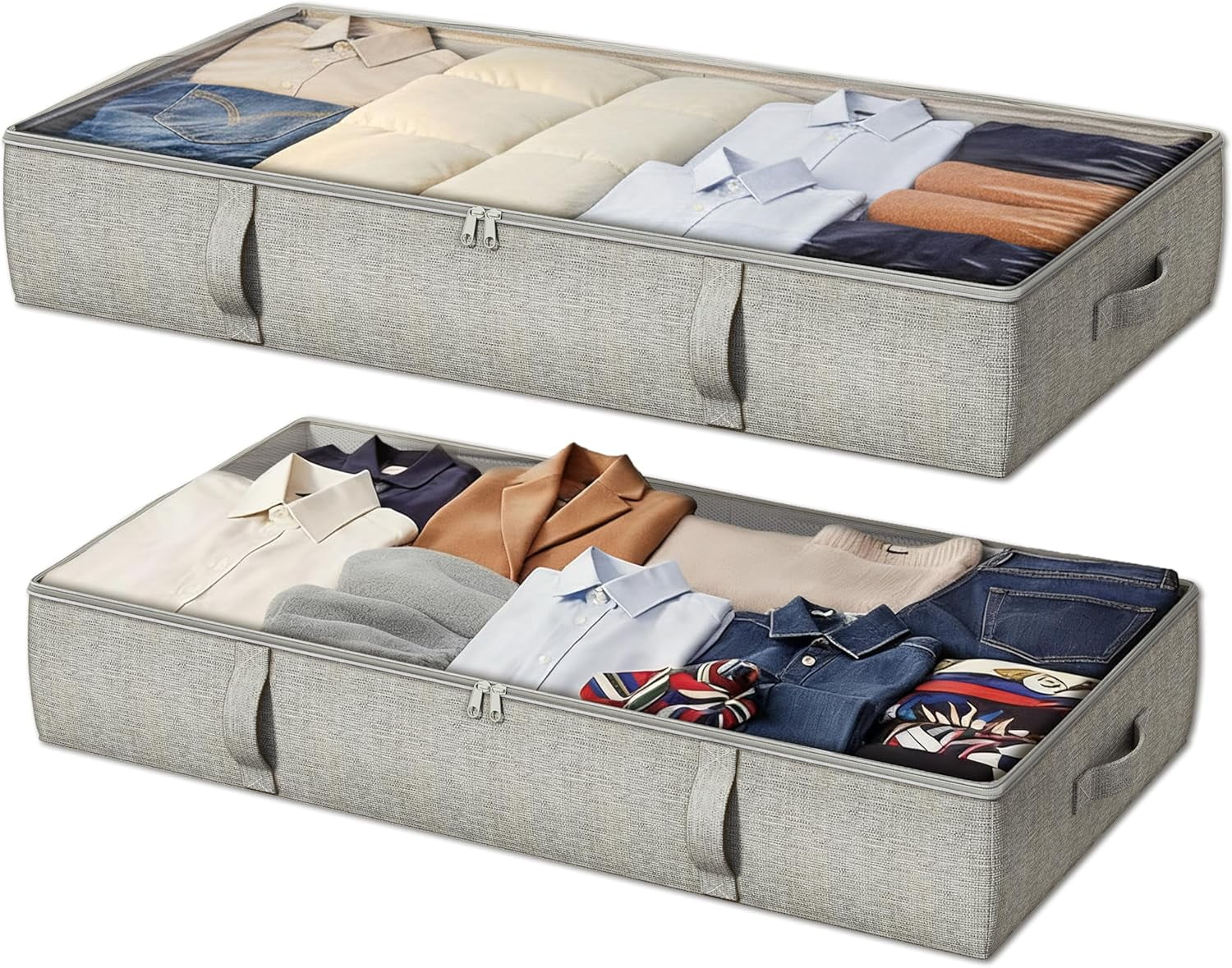 2-Pack Under Bed Storage Containers, 6 Inches Tall Underbed Clothes ...