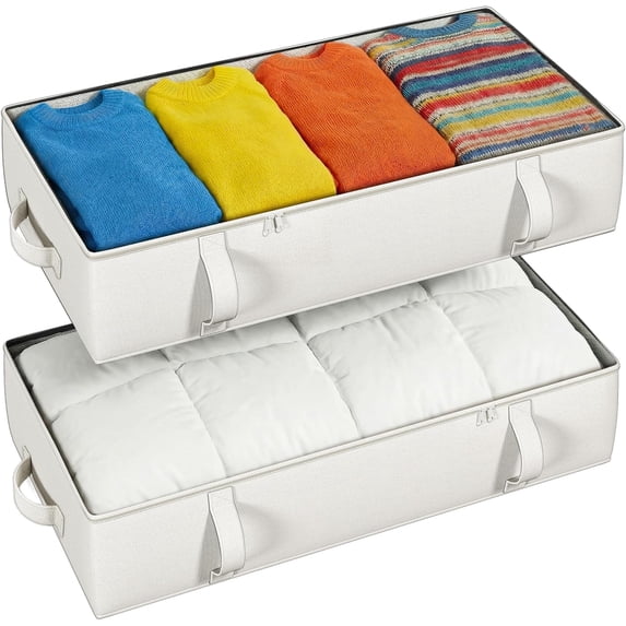 2-Pack Under Bed Storage Containers, 8 Inch Tall Underbed Organizer ...