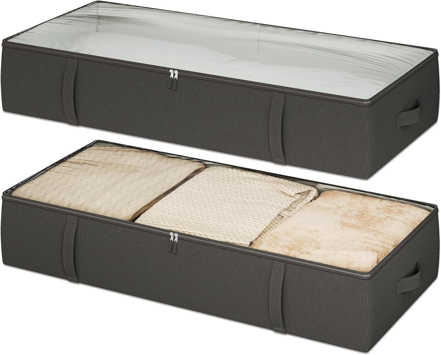 2-Pack Under Bed Storage Containers, 8 Inches Tall Underbed Clothes ...