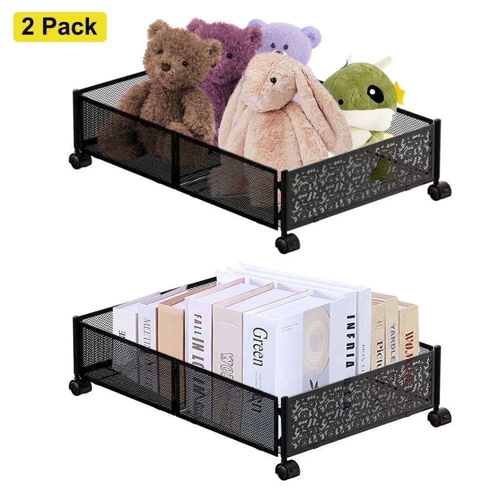LAYADO 2-Pack Under Bed Storage Carts, Foldable Metal Units on Wheels ...