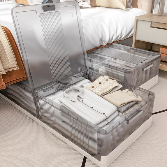2-Pack Under Bed Storage with Wheels, 108 QT Large Collapsible ...