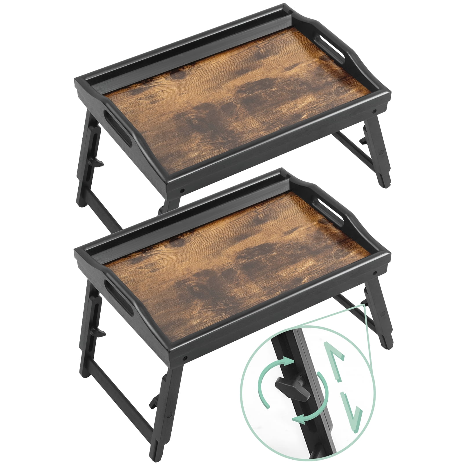 2 Pack Bed Tray Table Breakfast Trays Serving Tray Adjustable Height ...