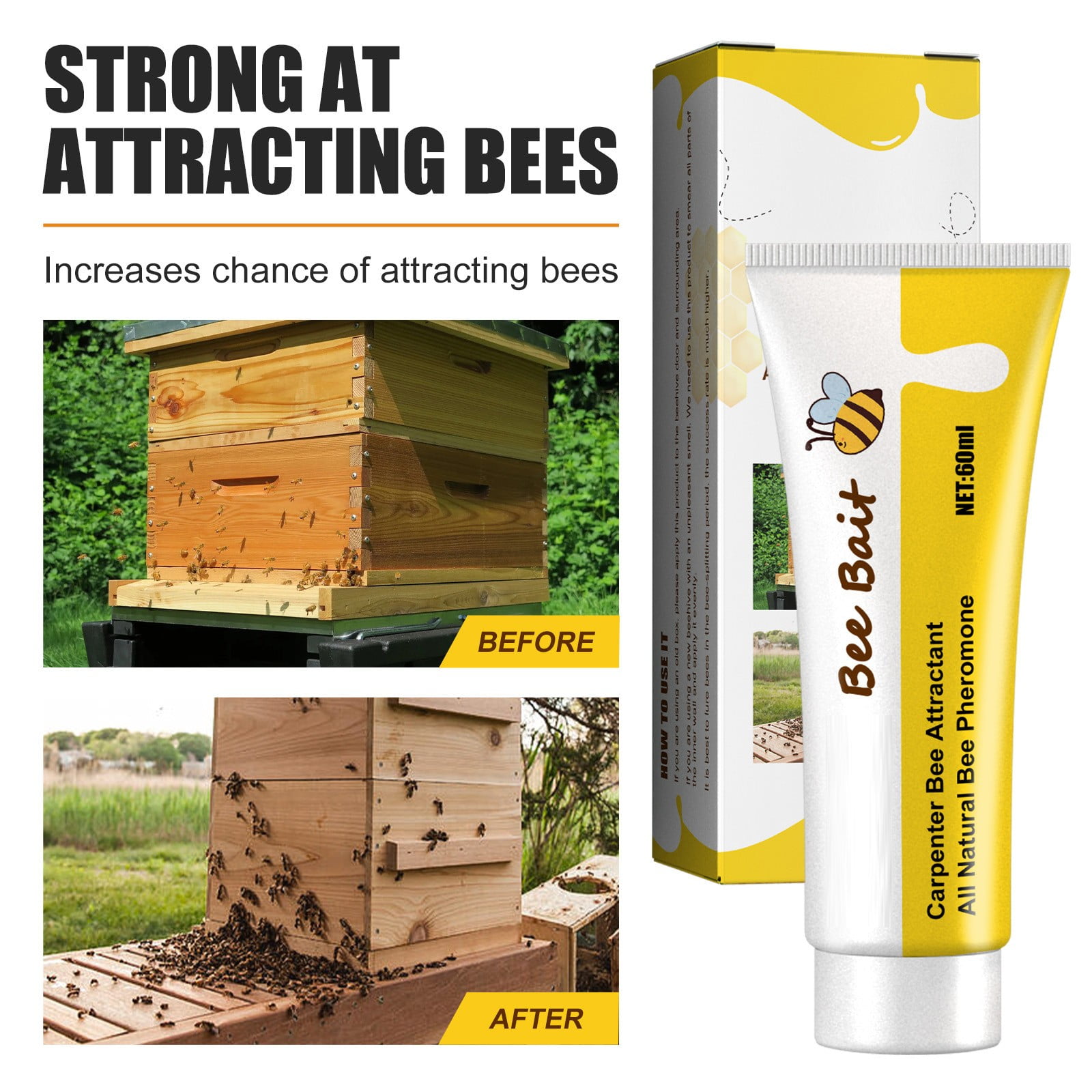 60ml Carpenter Bee Bait - All Natural Pheromone Attractant for Trap ...