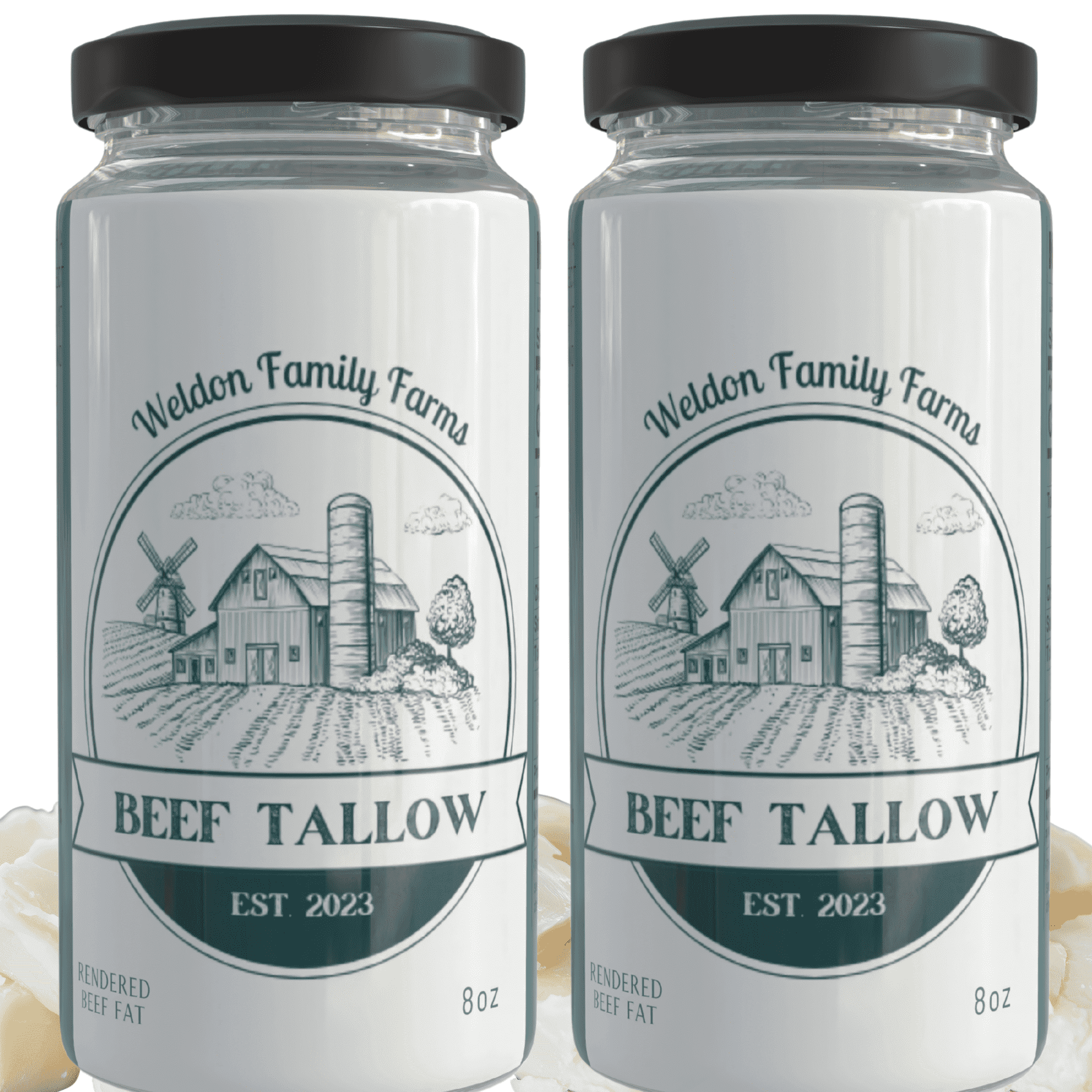 Beef Tallow for Cooking, 16oz Combined, 2 Pack Glass Jar, Weldon Family ...