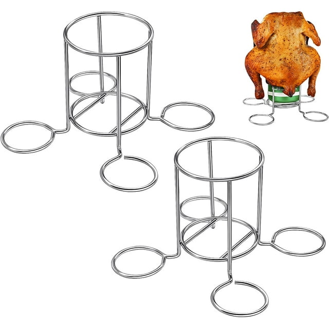 HUART 2 Pack Beer Can Chicken Holder - BBQ Smoking Rack, 5.9in, for ...